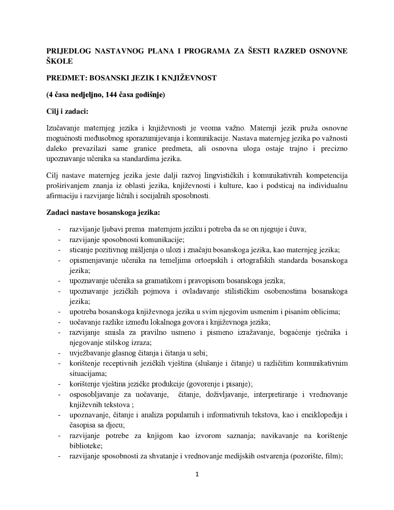 Prijedlog Nastavnog Plana I Programa Za šesti Razred Osnovne Skripte
