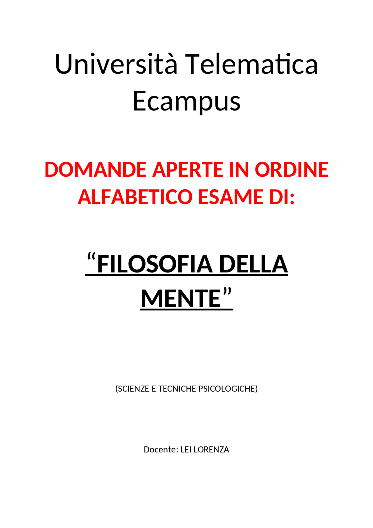 Domande Aperte Di Filosofia Della Mente 2023 Ecampus In Ordine