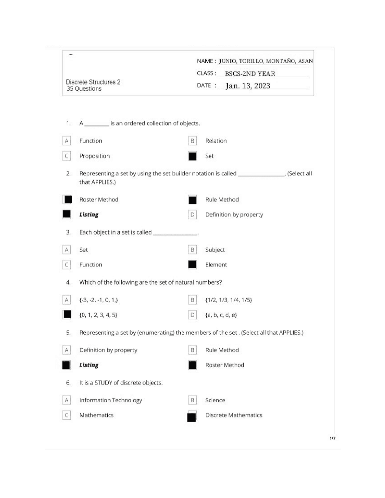 Discrete Structure 2 Exams Discrete Mathematics Docsity