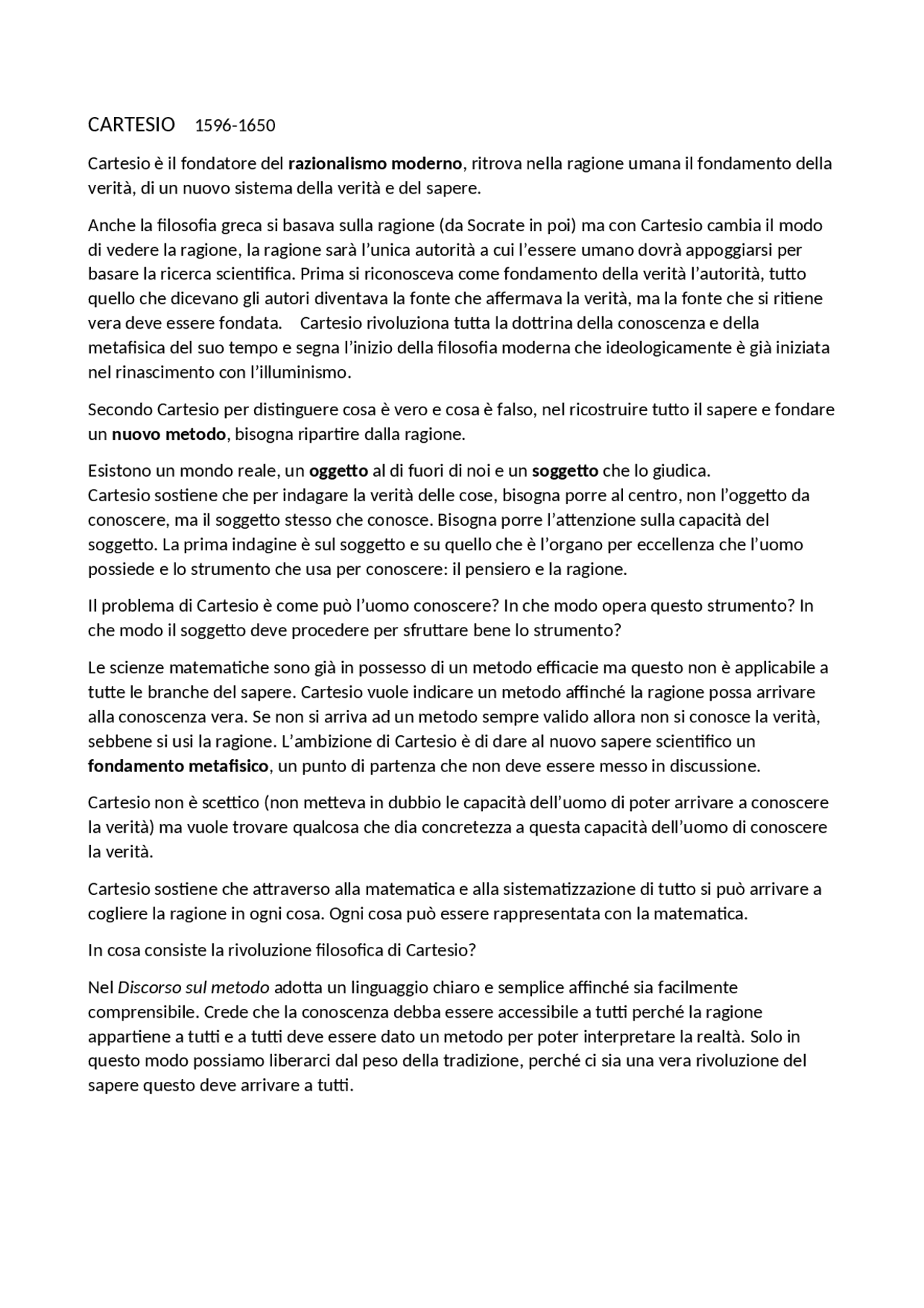 Appunti Filosofia Cartesio E Pascal Appunti Di Filosofia Docsity