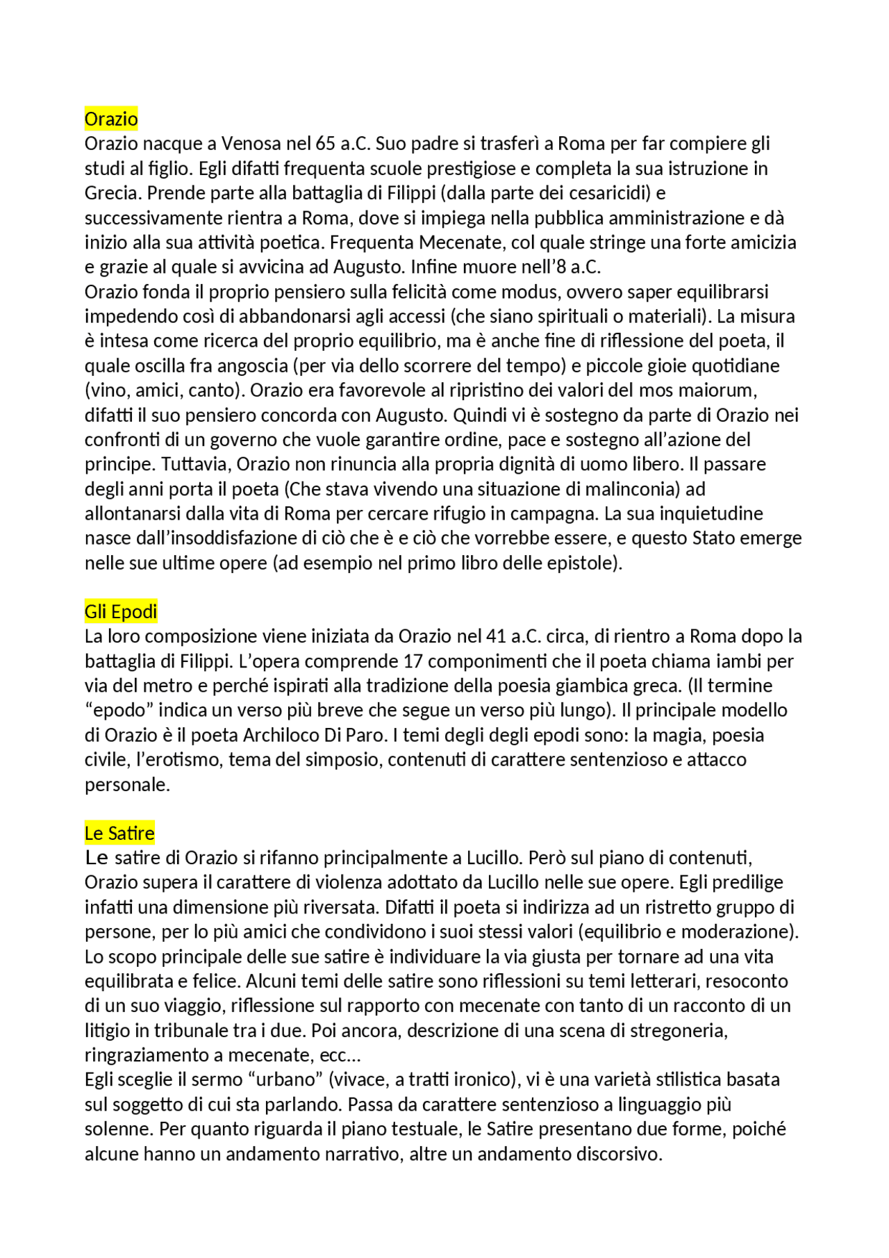 Orazio Tibullo Propersio E Livio Appunti Di Latino Docsity