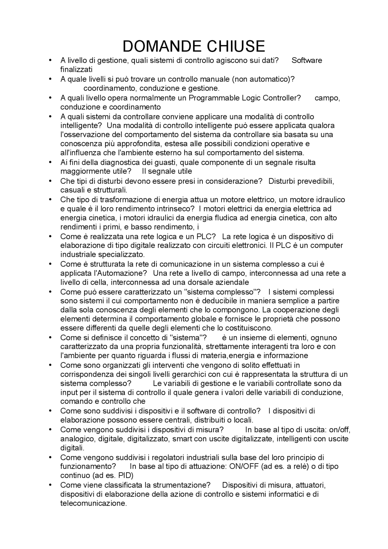 Domande Chiuse E Cenni Per Domande Aperte Panieri Di Automazione