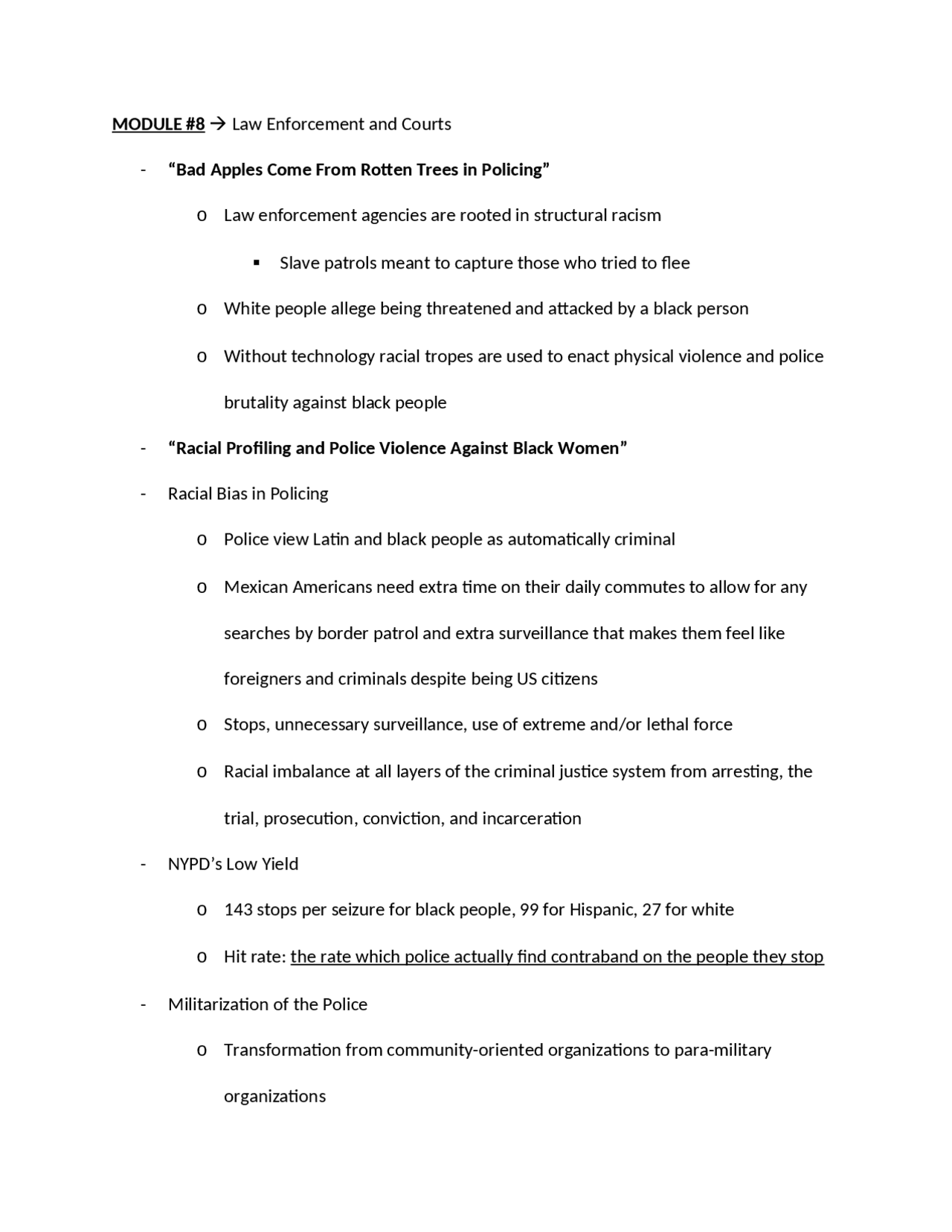 Module #8: Law Enforcement and Courts | Lecture notes Criminal Justice ...