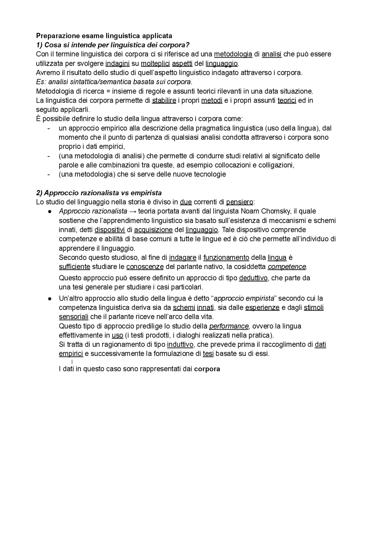 Domande E Risposte Esame Di Linguistica Applicata Prove Desame Di