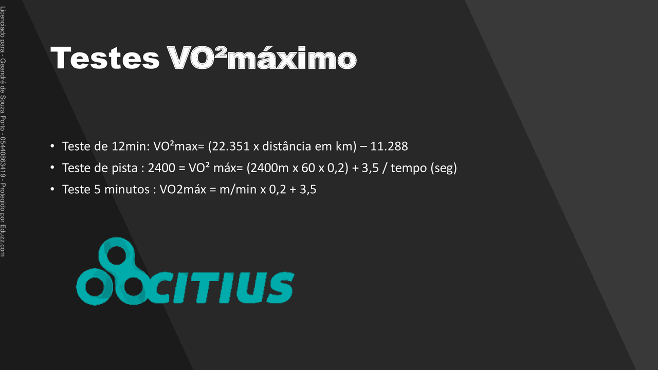 Teste Vo2 Maximo Citius Play Esquemas Avaliação De Desempenho Docsity
