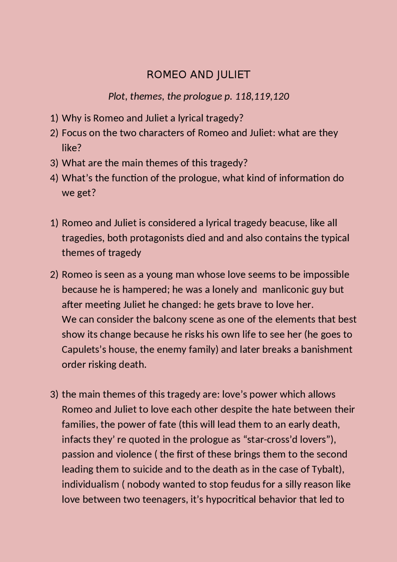 Romeo And Juliet From Shakespeare Esercizi Di Inglese Docsity