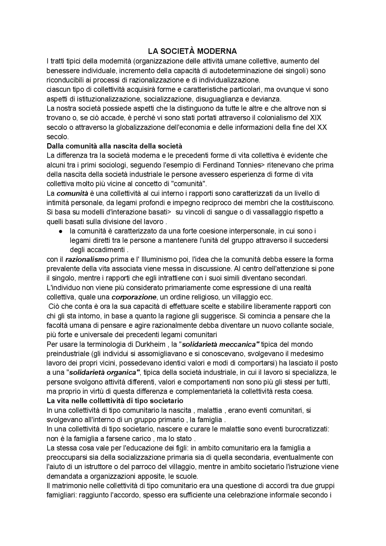 Società Moderna Riassunto Appunti Di Scienze Umane Docsity