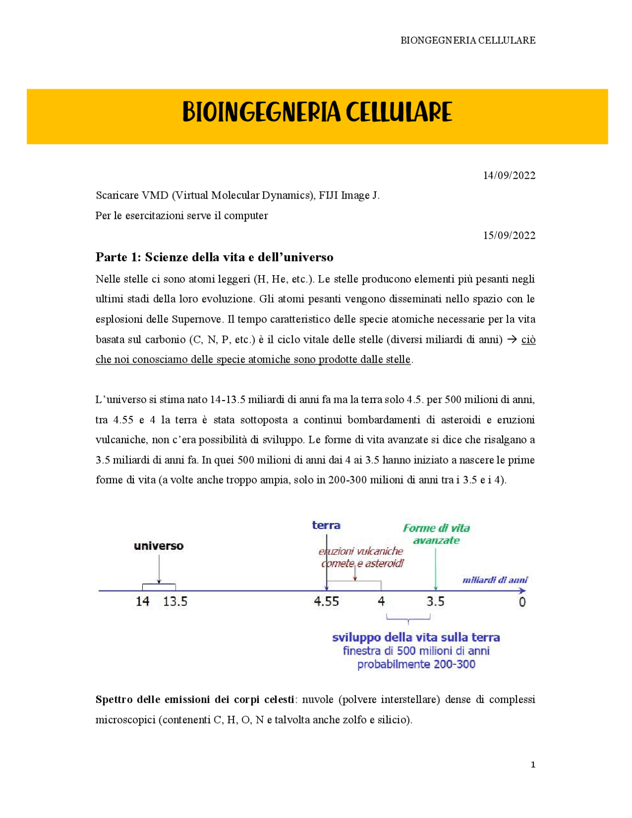 Appunti Bioingengeria Cellulare Pt1 Dispense Di Bioingegneria Docsity