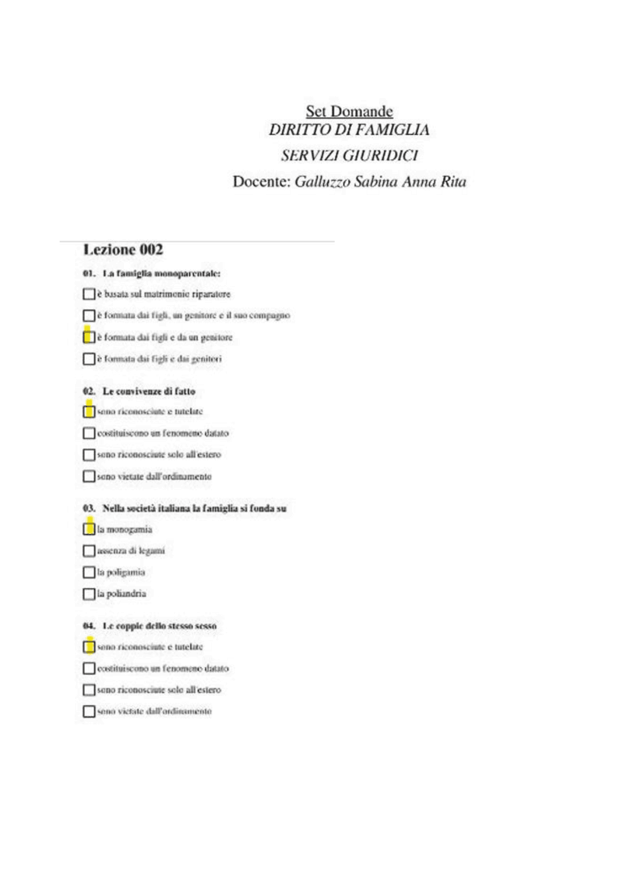 Paniere DIRITTO DI FAMIGLIA prof. Galluzzo Sabina Anna Rita | Panieri ...