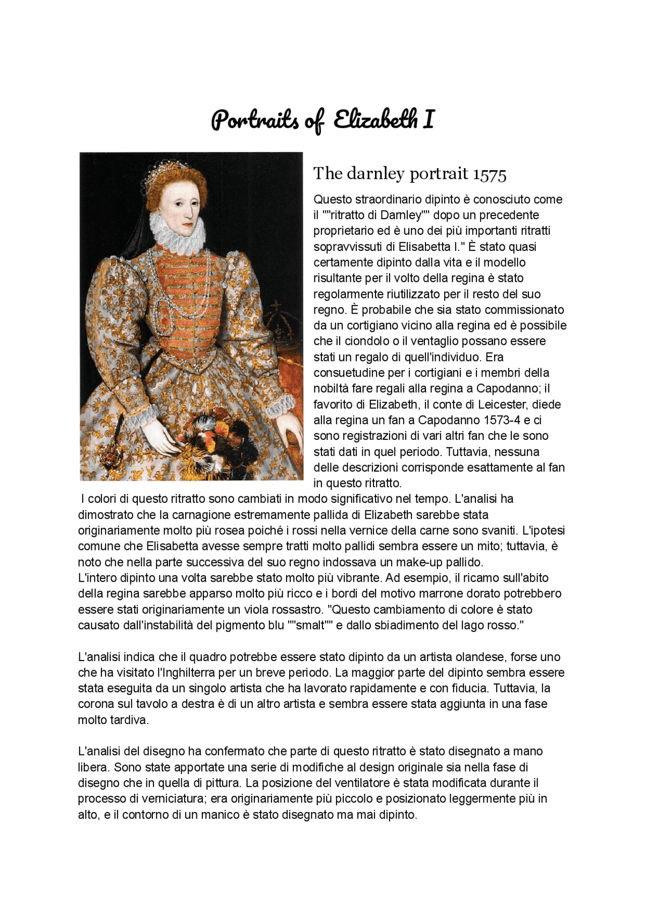 I ritratti di Elisabetta I | Schemi e mappe concettuali di Letteratura ...