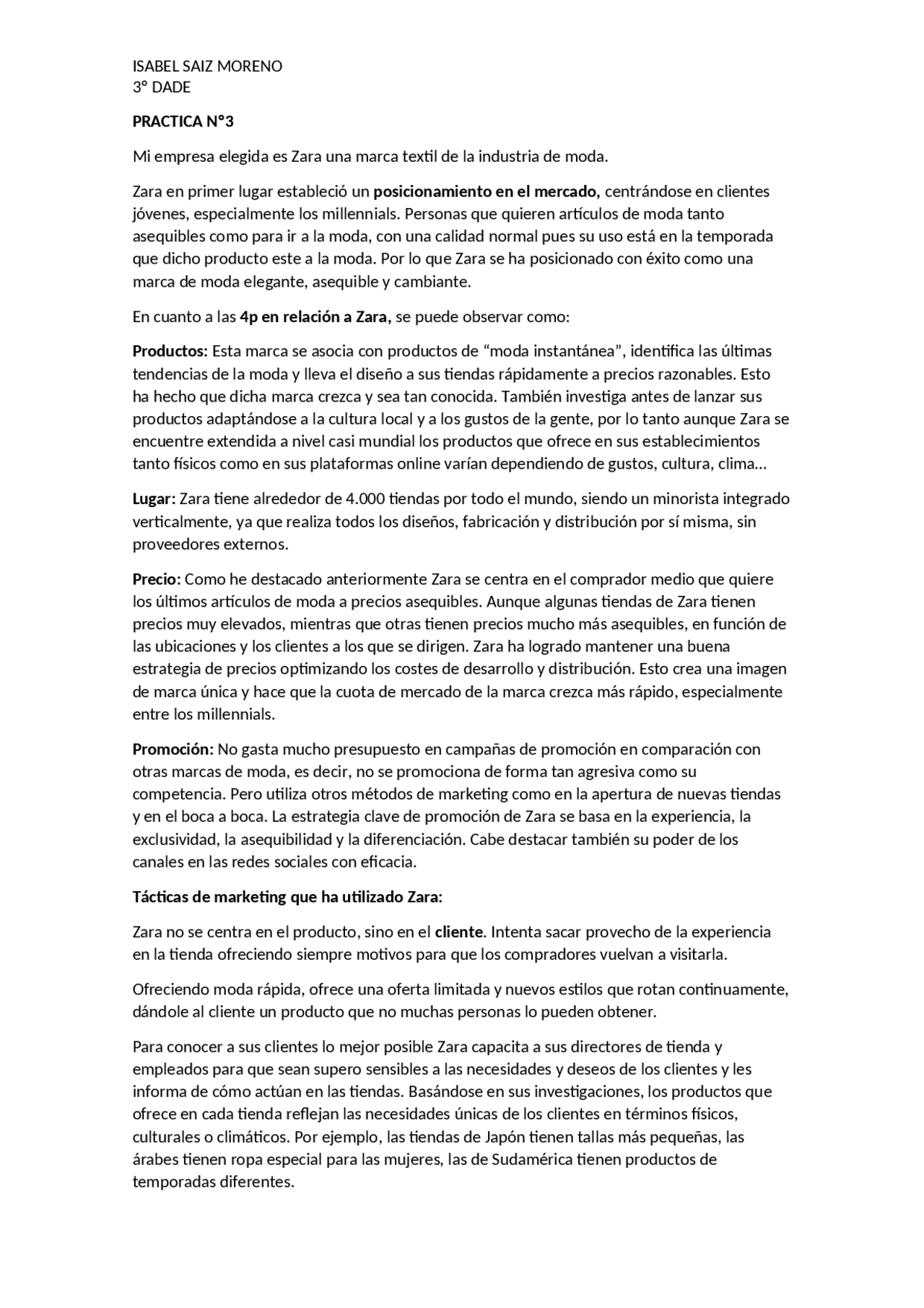 Practica Fundamentos de Marketing | Ejercicios de Marketing | Docsity