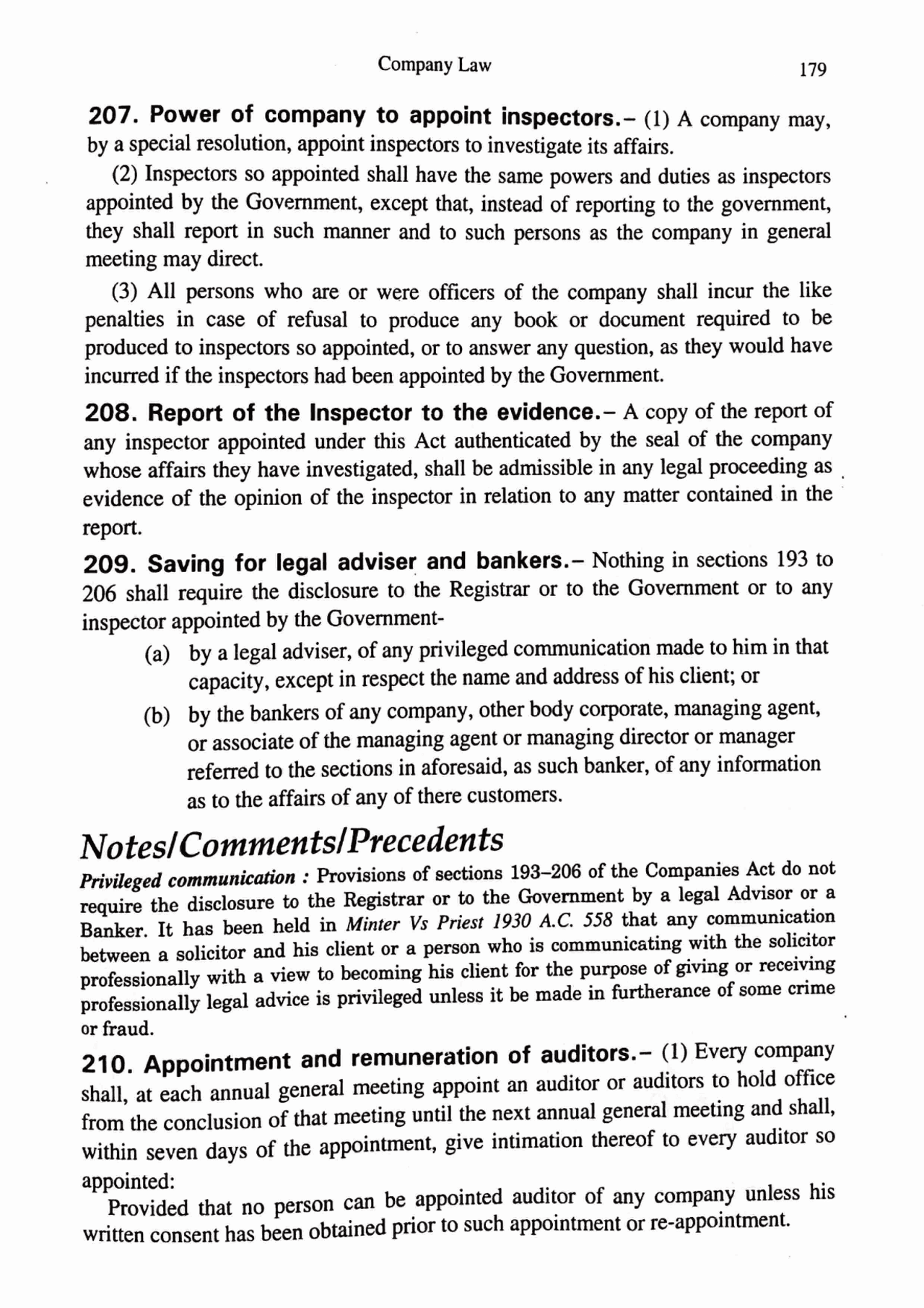 Company Act 1994 section 210 | Summaries Law | Docsity