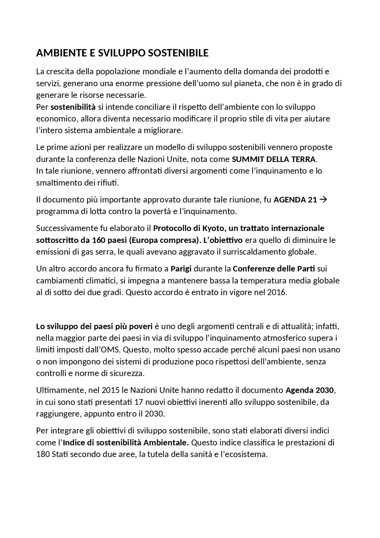 Ambiente E Sviluppo Sostenibile Appunti Di Scienze Della Terra Docsity
