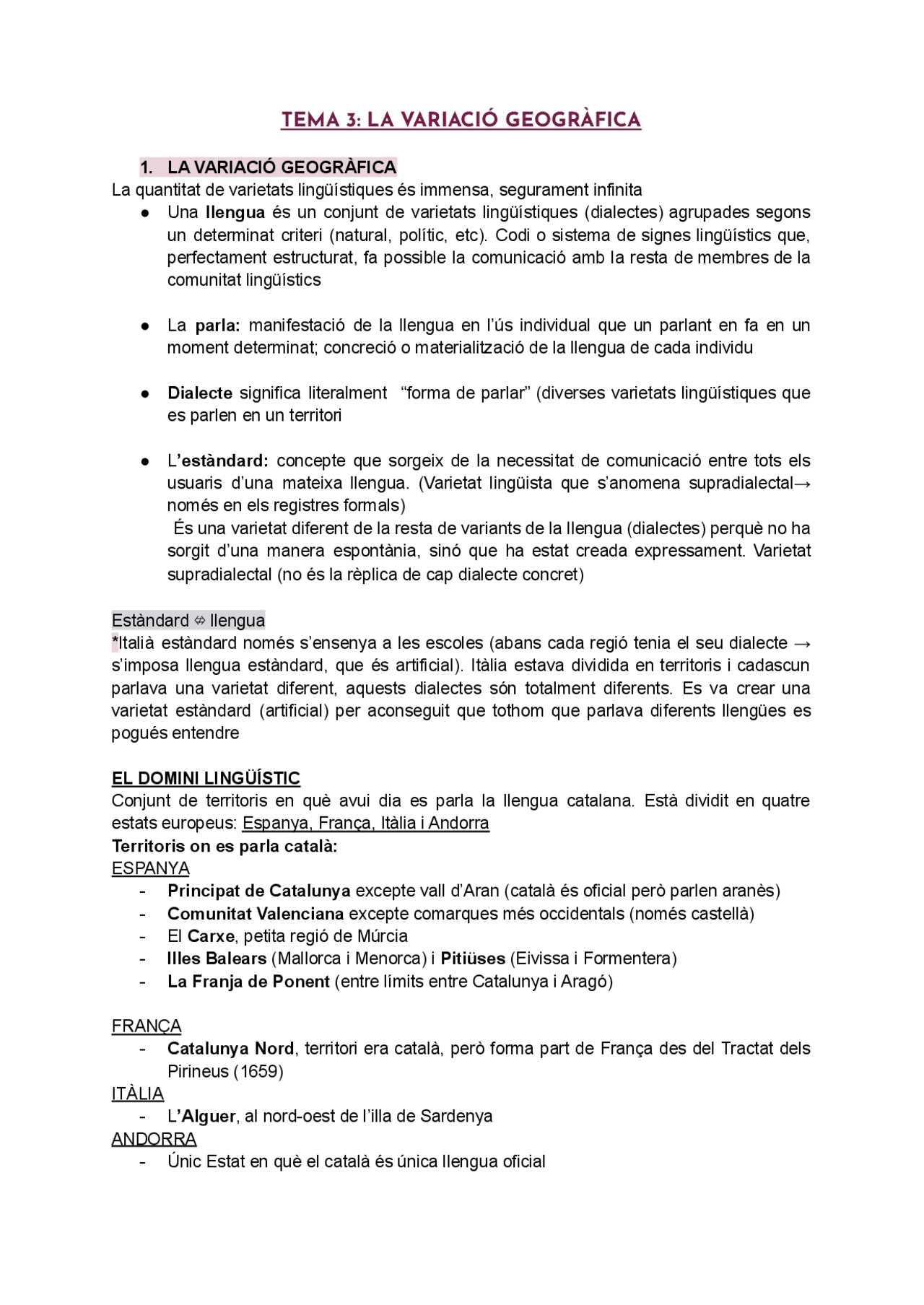 Tema 3 Variació Geografica Resúmenes De Catalán Docsity
