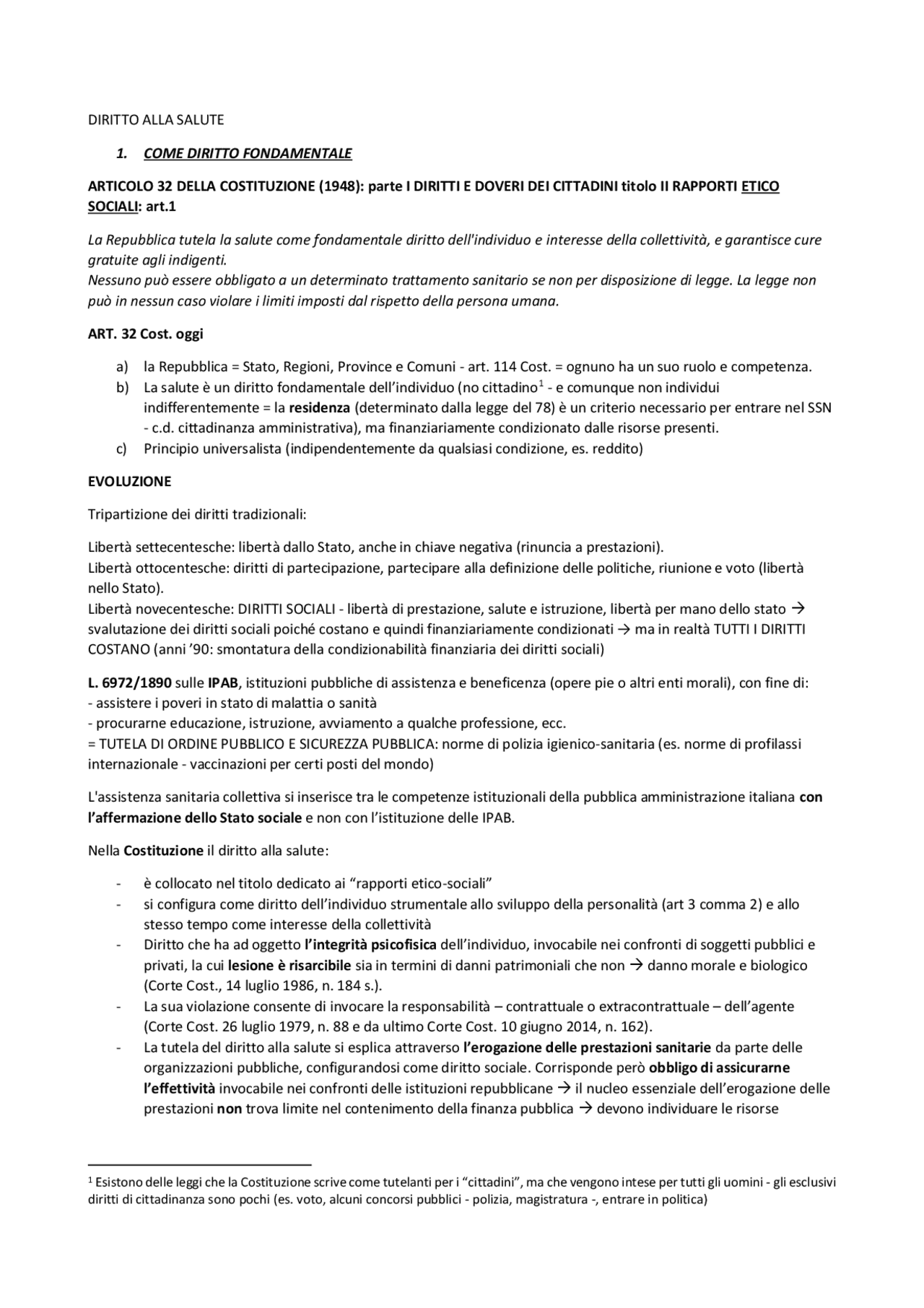 Diritto Sanitario Parte 1 Appunti Di Diritto Sanitario Docsity