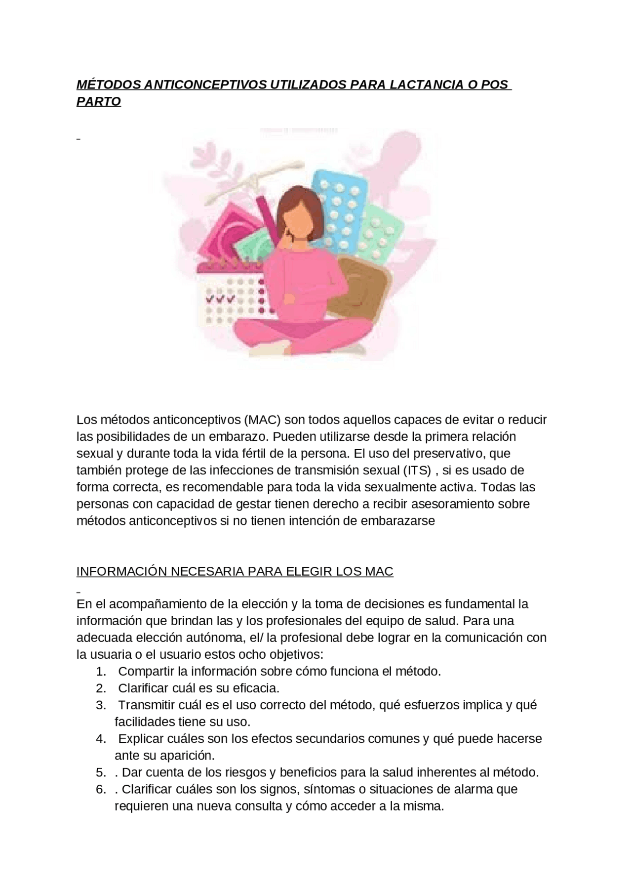 Métodos Anticonceptivos Pos Parto Resúmenes De Obstetricia Docsity
