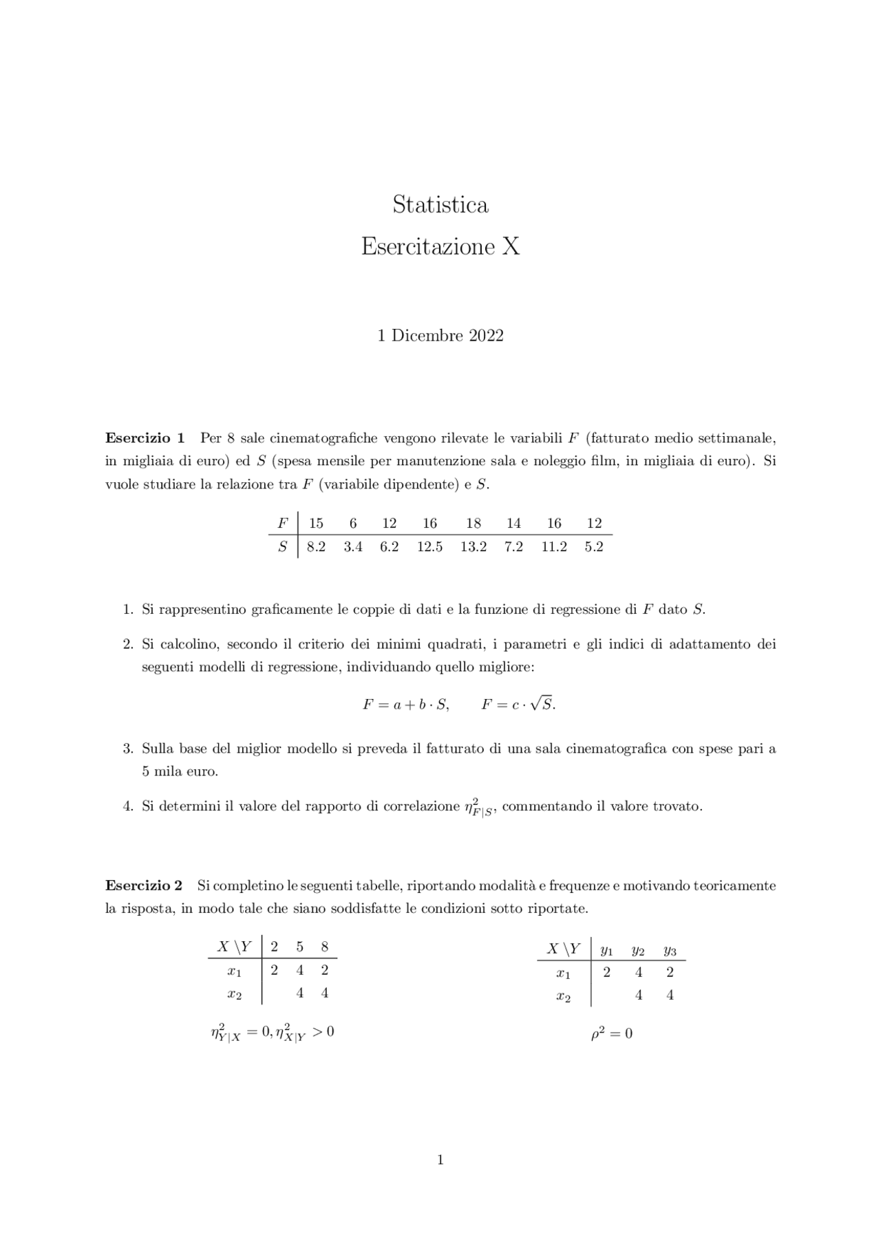 Esercitazione probabilita | Esercizi di Statistica | Docsity