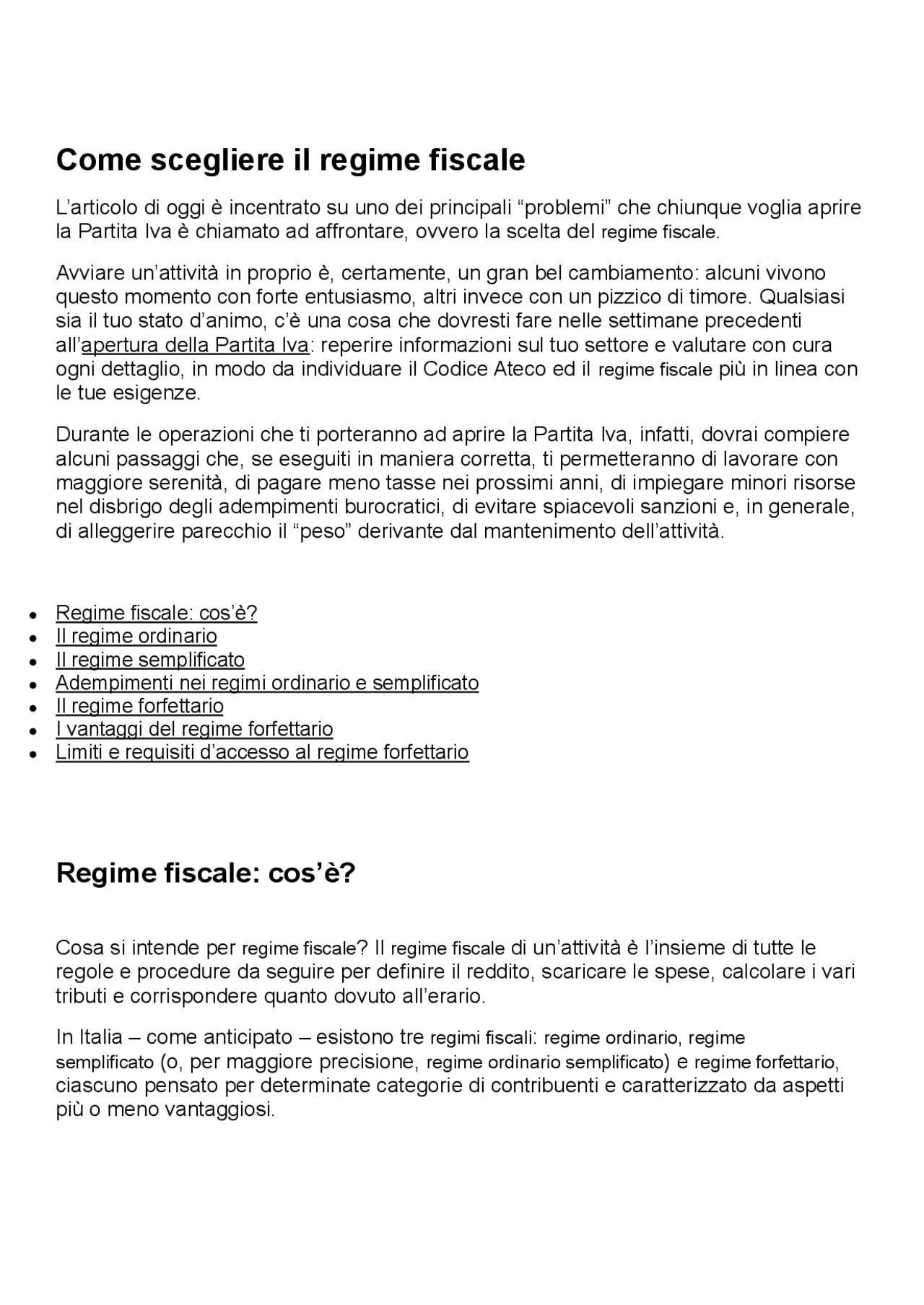 Come scegliere regime fiscale | Appunti di Management Theory | Docsity