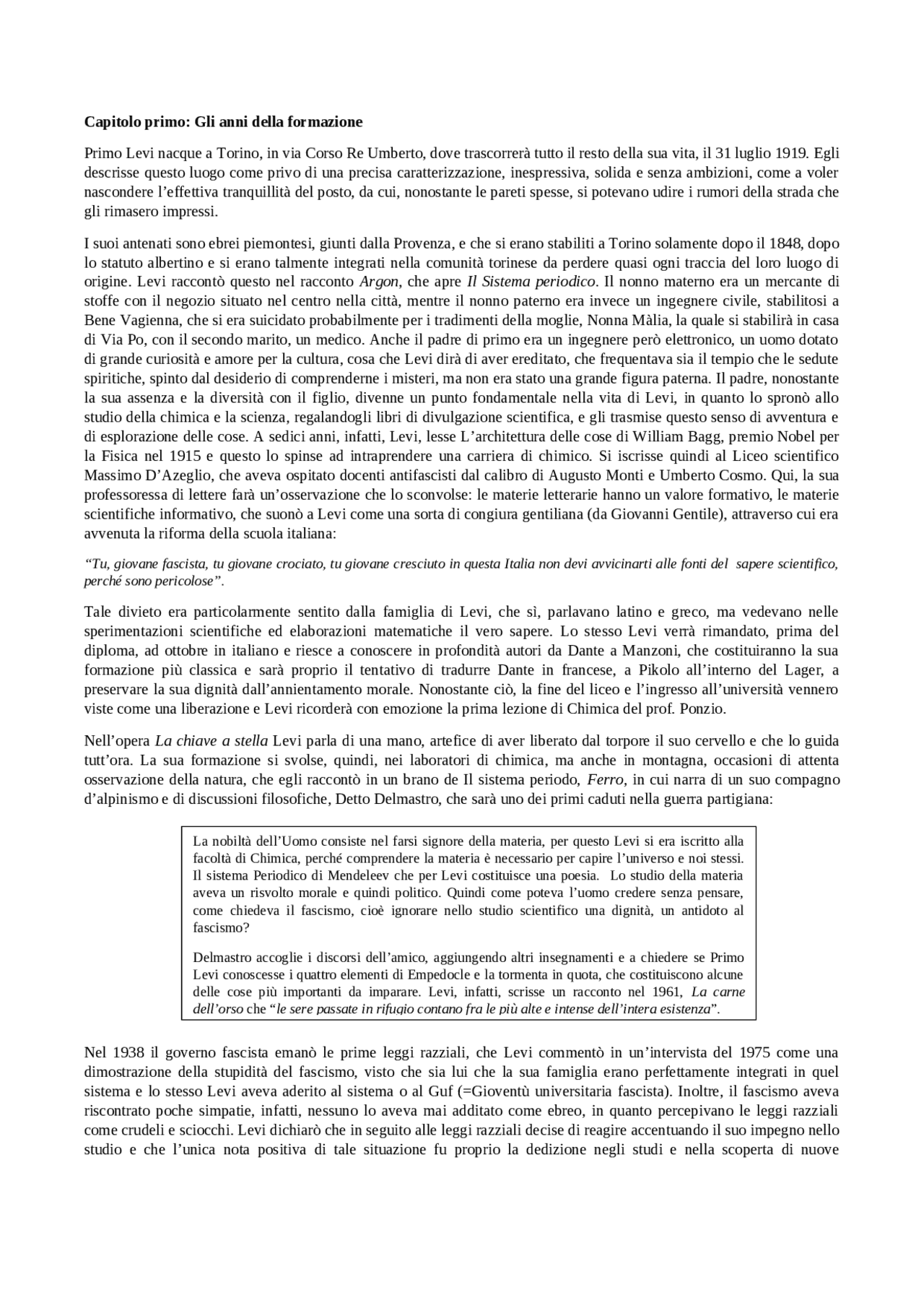 Vita di Primo Levi e opere, Ferrero | Schemi e mappe concettuali di ...