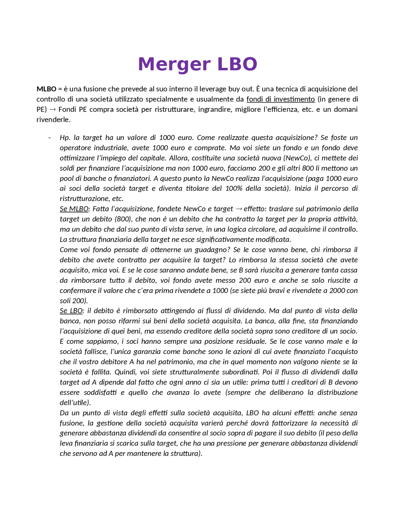 Merger LBO e LBO: tecniche di acquisizione del controllo di una società ...