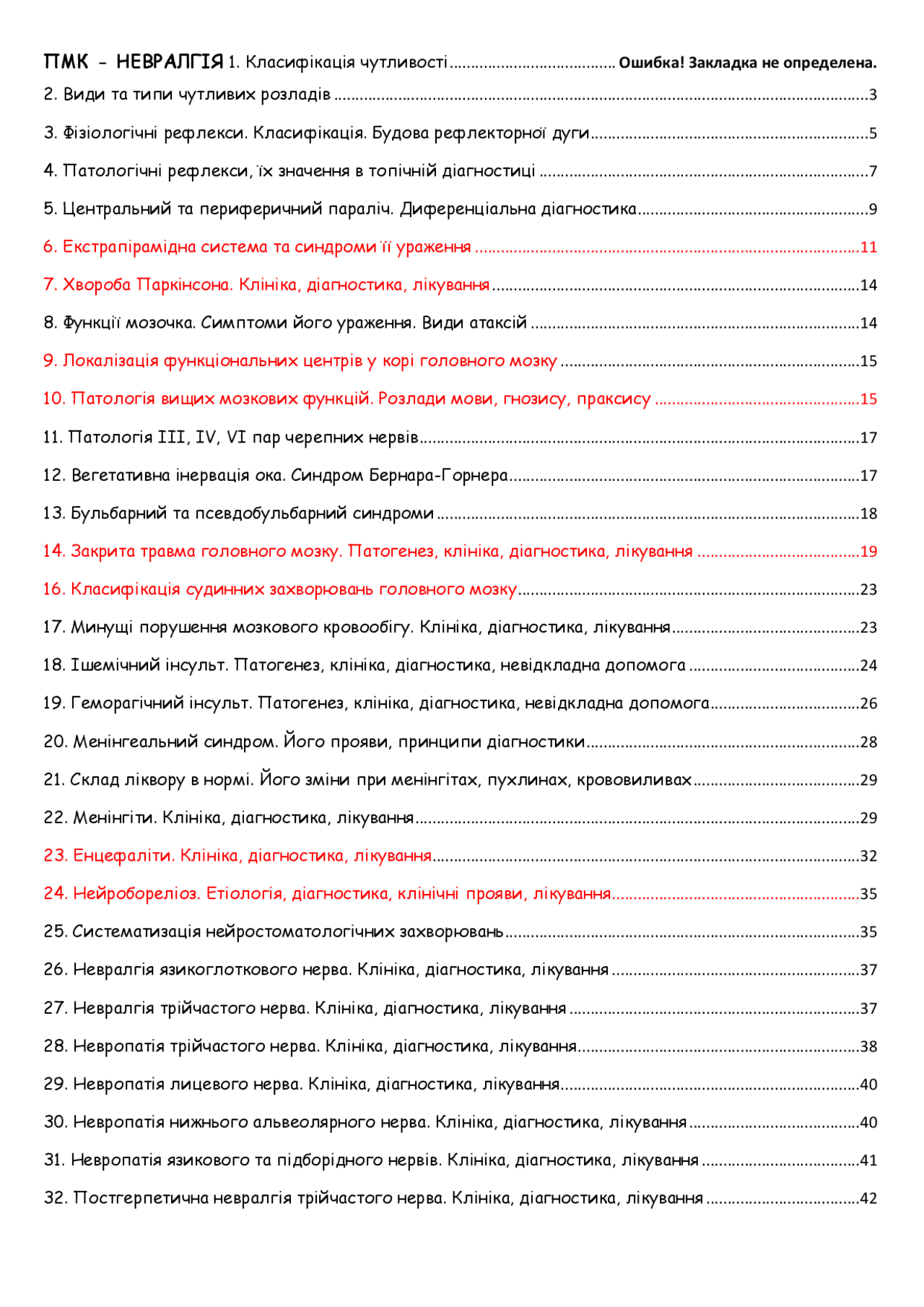 Пмк питання неврология Схемы Неврология Docsity