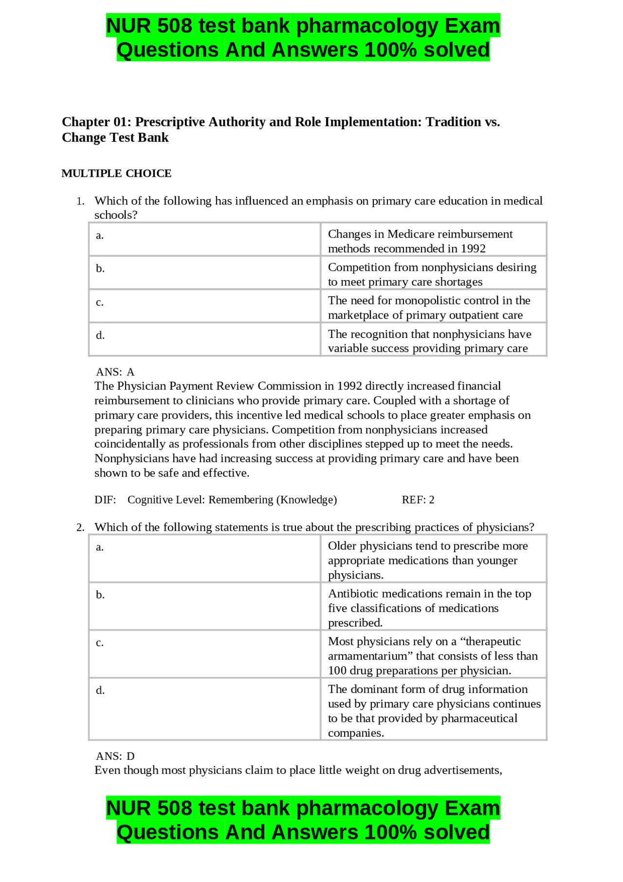 NUR 508 test bank pharmacology Exam Questions And Answers 100% solved ...