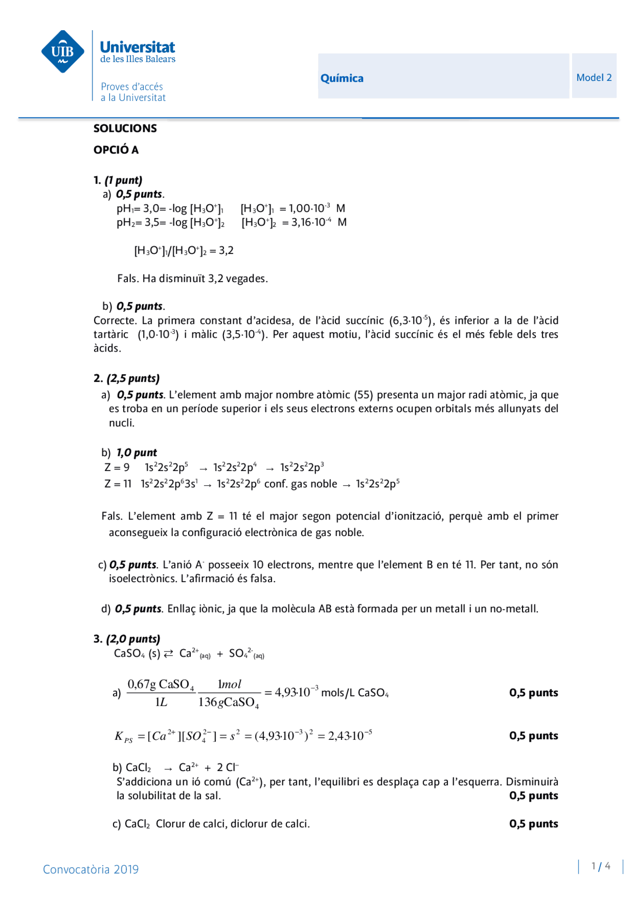 Examen Química Selectividad Exámenes Selectividad De Química Docsity