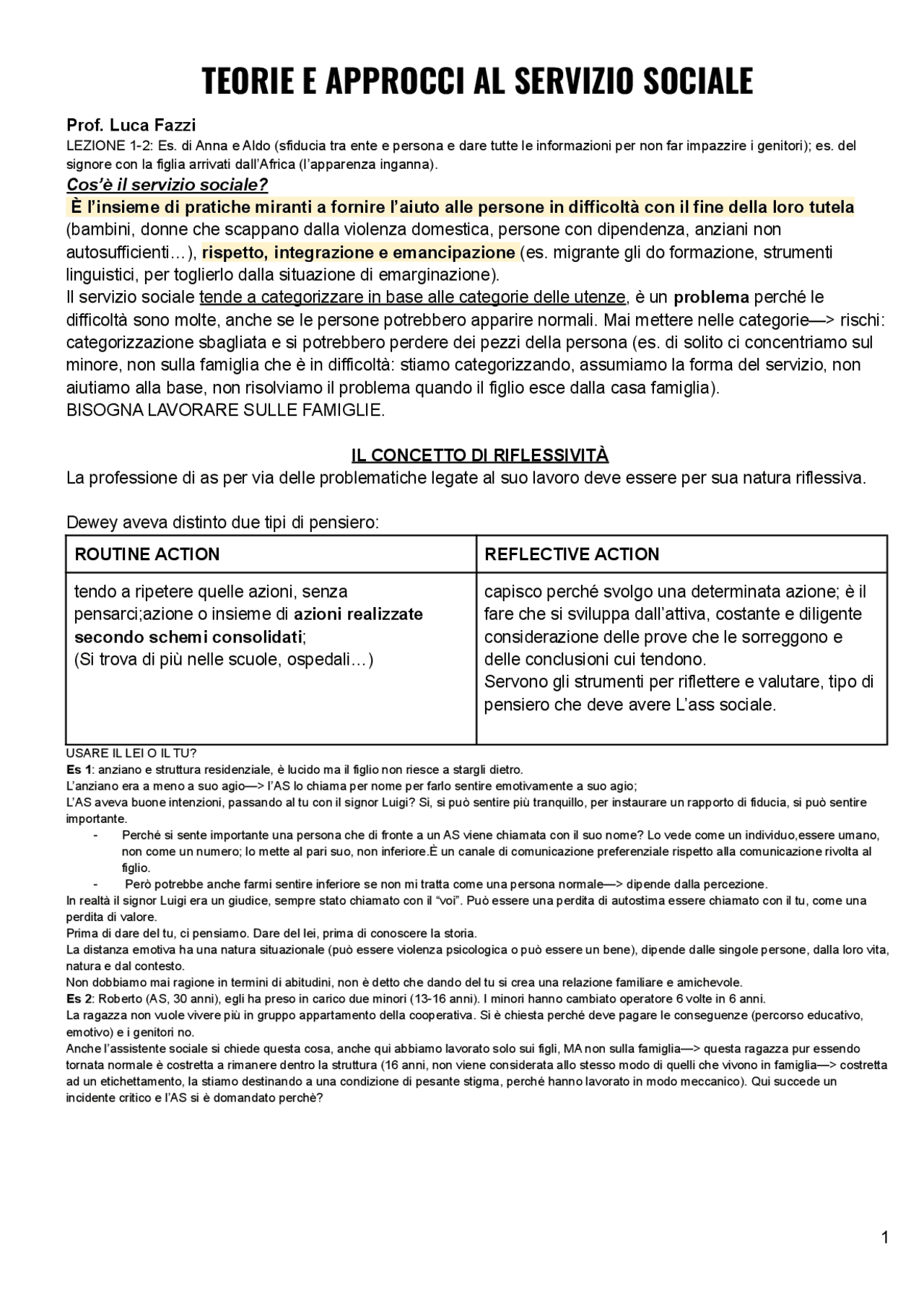 Appunti Riassunti E Esempi Del Corso Teorie E Approcci Al Servizio