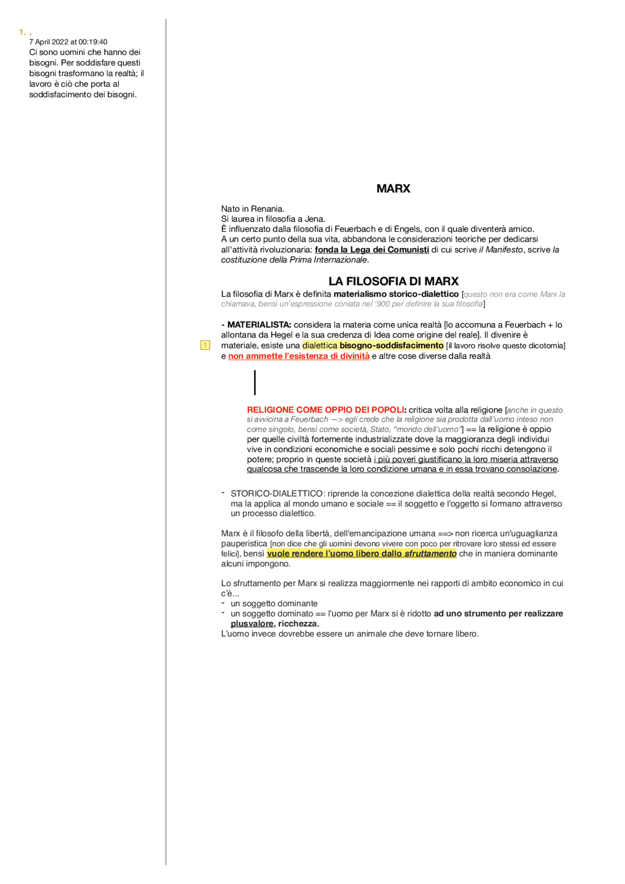 Appunti Di Marx Filosofia Appunti Di Filosofia Docsity