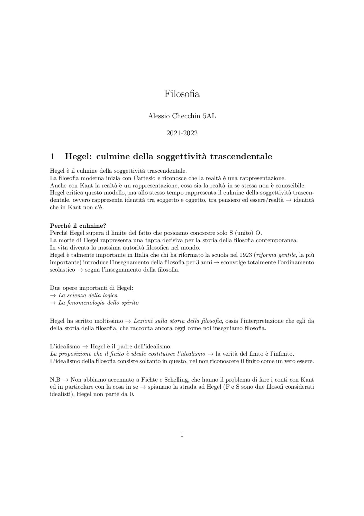 Da Hegel A Freud Appunti Completi Appunti Di Filosofia Docsity