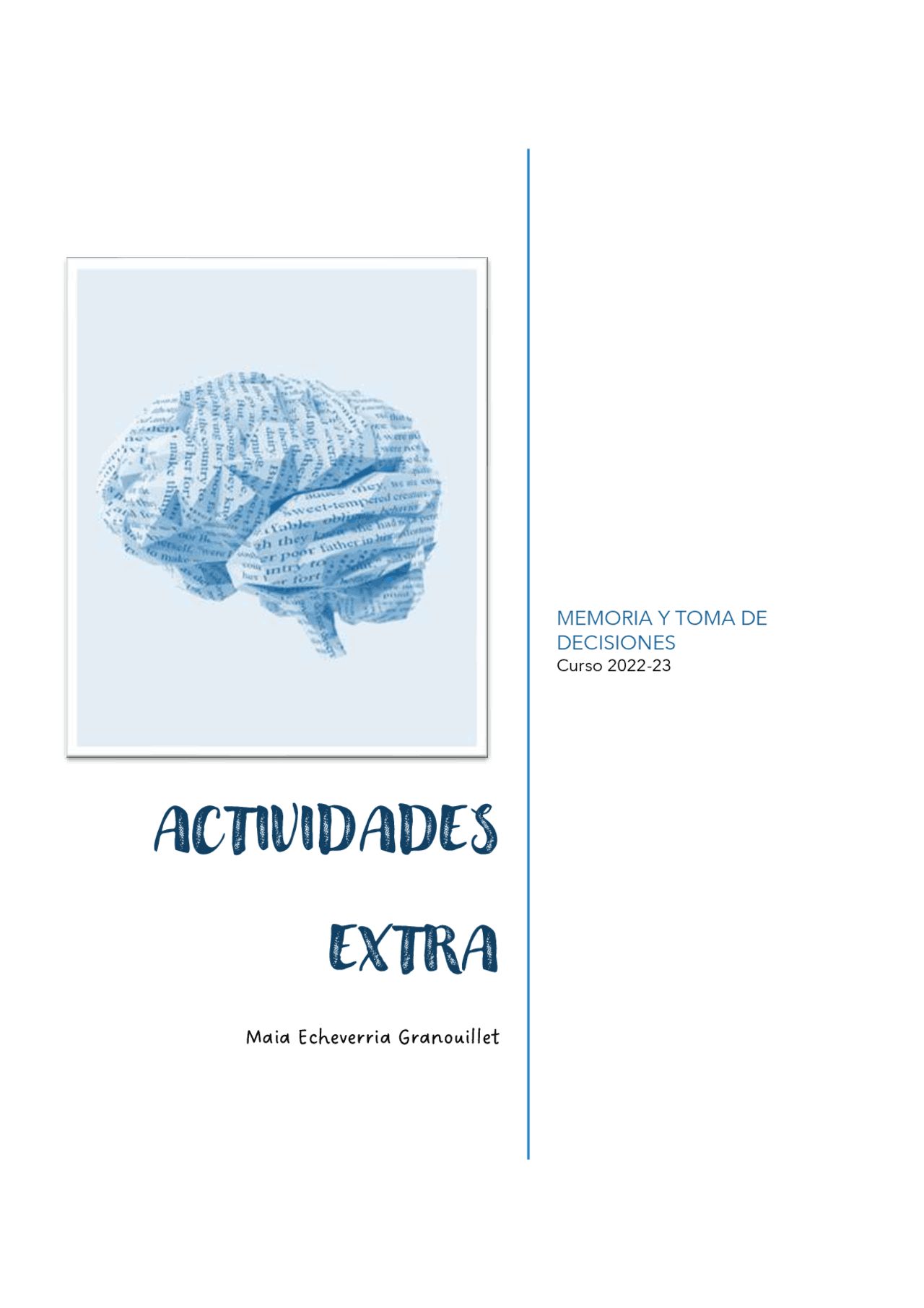Actividades Extra Memoria- Nota: 9 | Ejercicios de Memoria Humana | Docsity