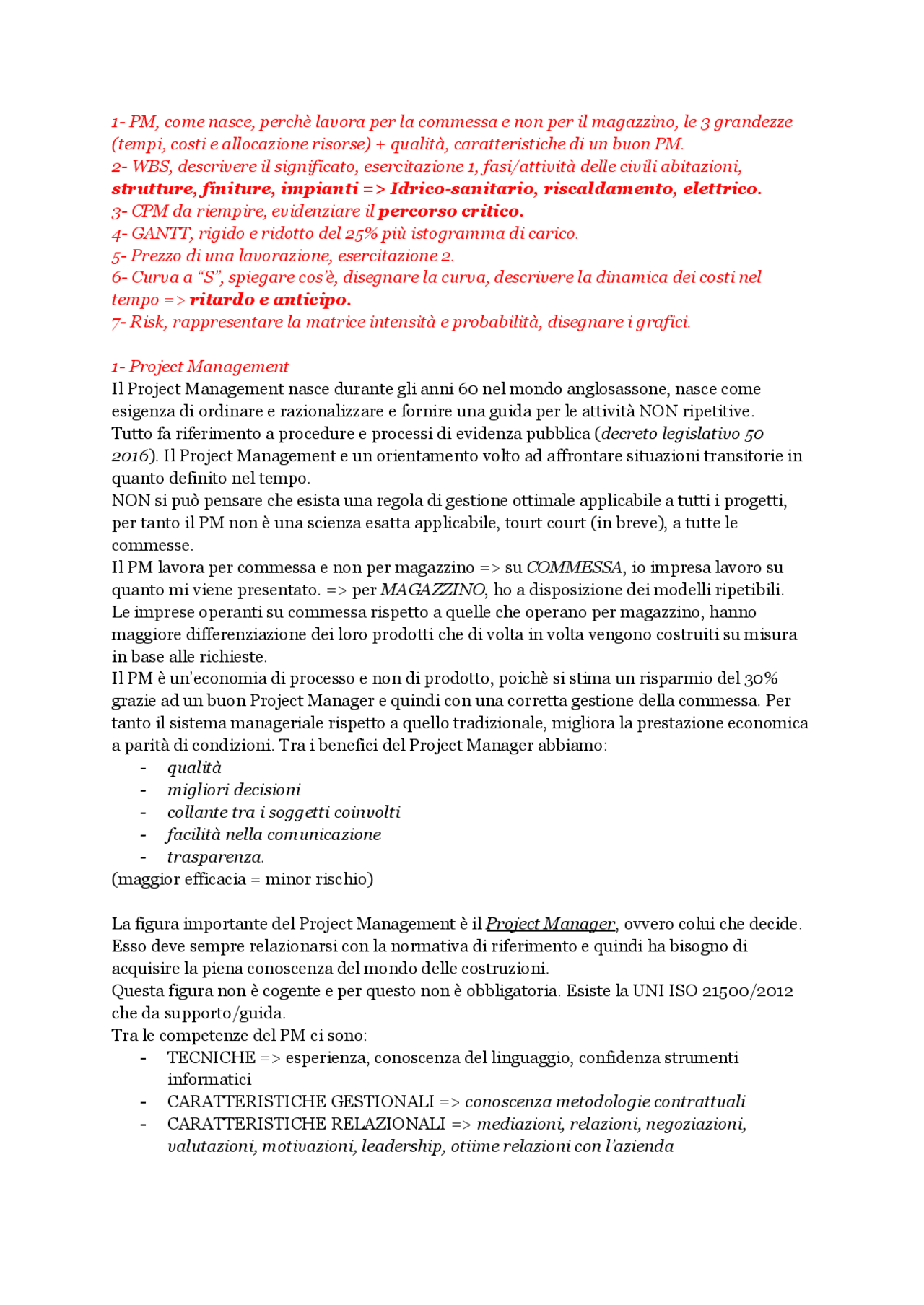 Appunti Project Management Appunti Di Project Management Docsity