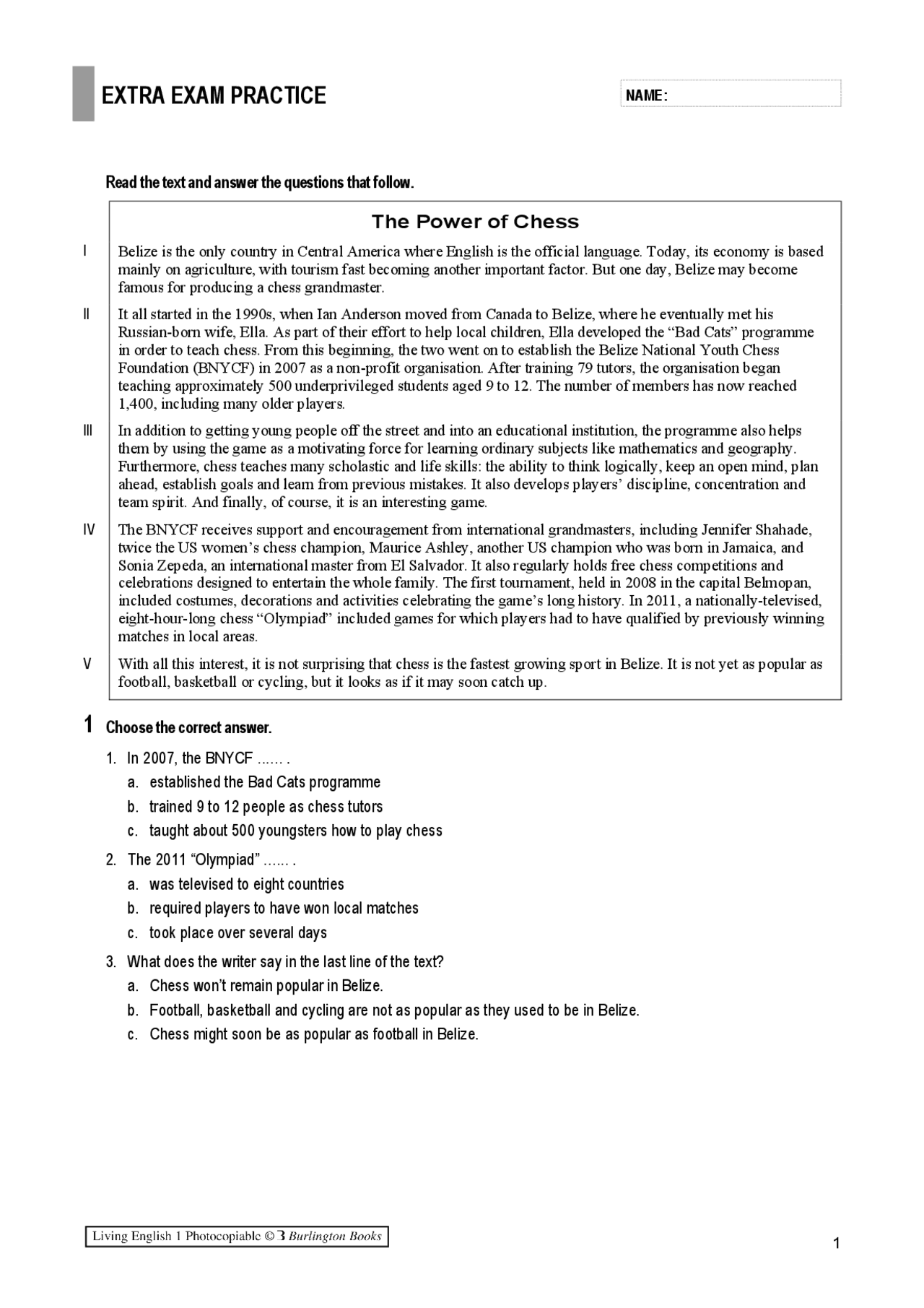 English Reading test | Exámenes de Inglés | Docsity