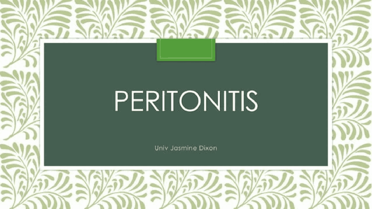 Peritonitis resumen ……………………………………………………………………….. ………………………………………………………………………. | Diapositivas de ...