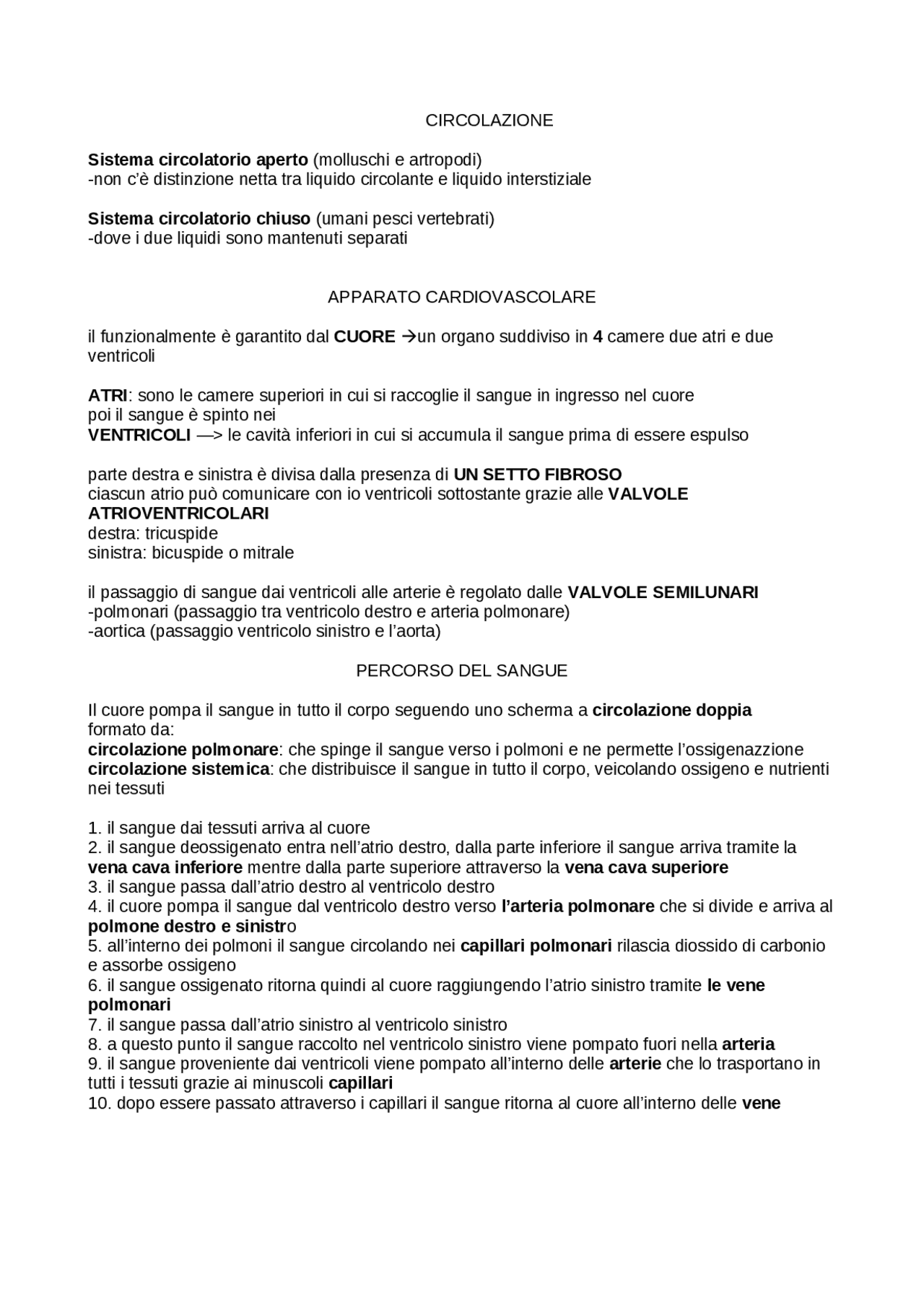 Scienze La Circolazione Appunti Di Scienze Umane Docsity