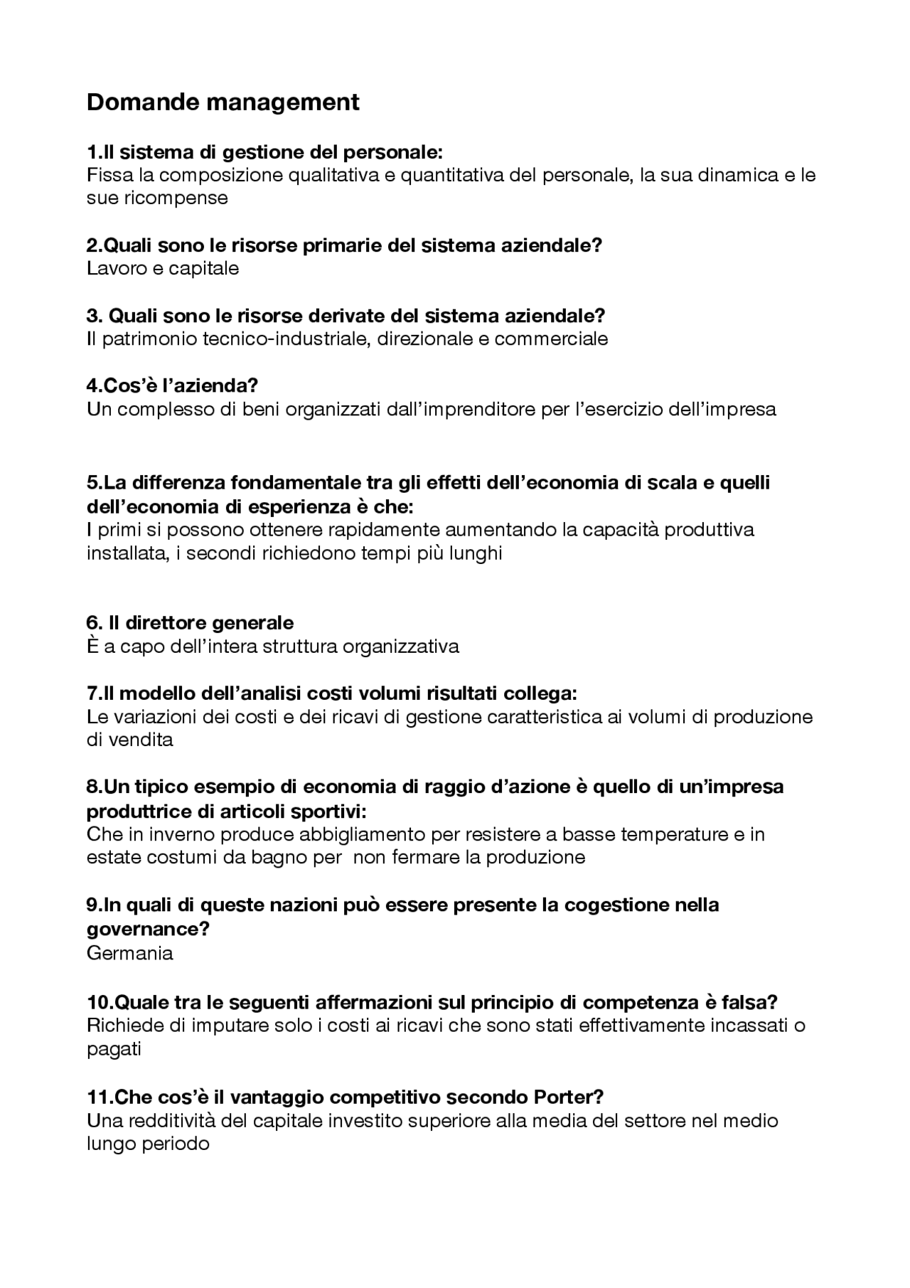 Domande d'esame management delle imprese turistiche - TMC -IULM | Prove d'esame di Management ...