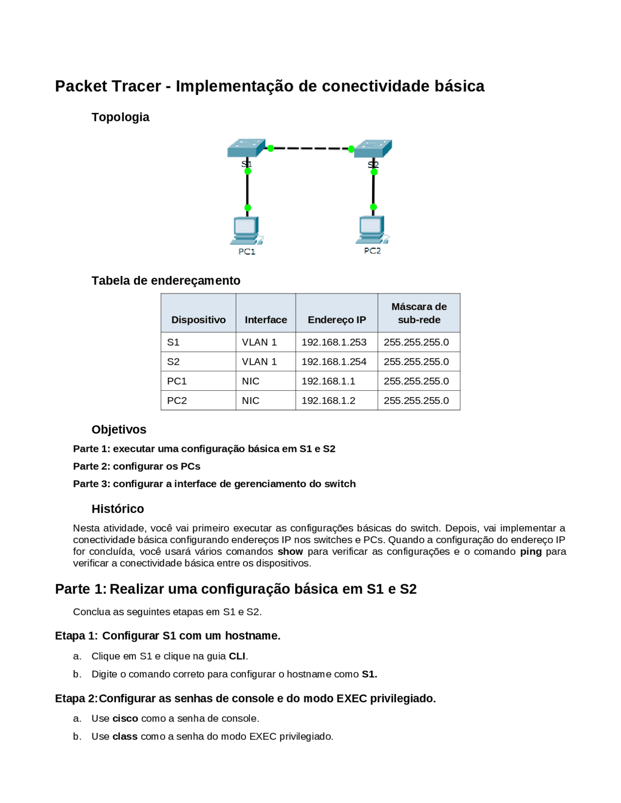 Packet Tracer Resumos Topologia Docsity