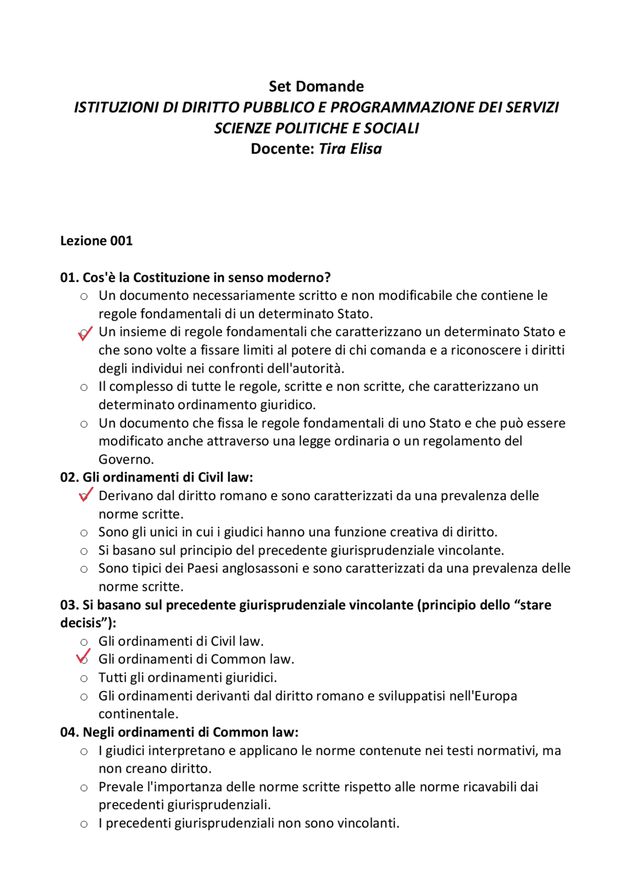 Paniere Istituzione di diritto Pubblico e programmazione dei servizi, Prof.ssa Tiri. | Panieri ...