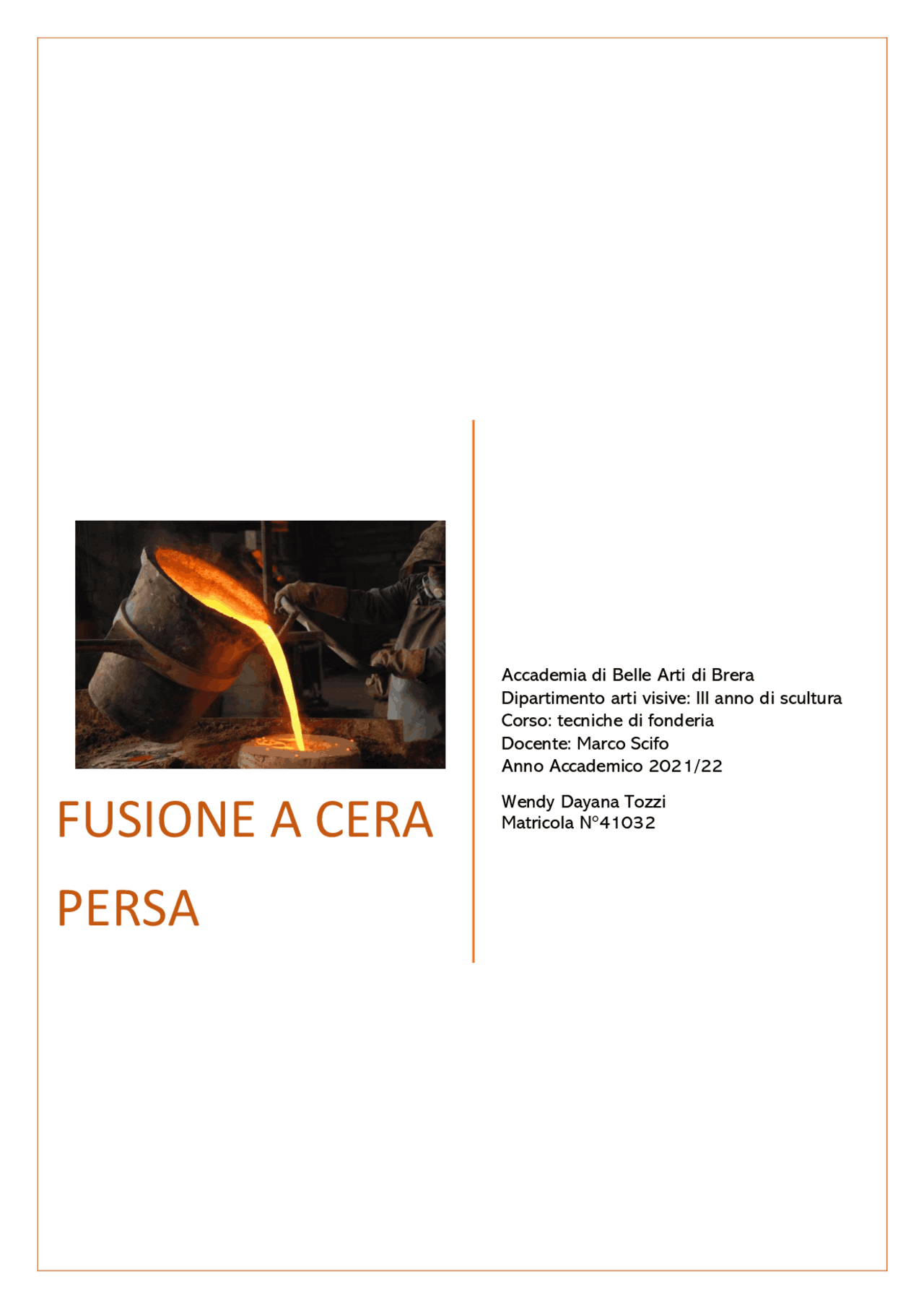Presentazione Fusione A Cera Persa Schemi E Mappe Concettuali Di