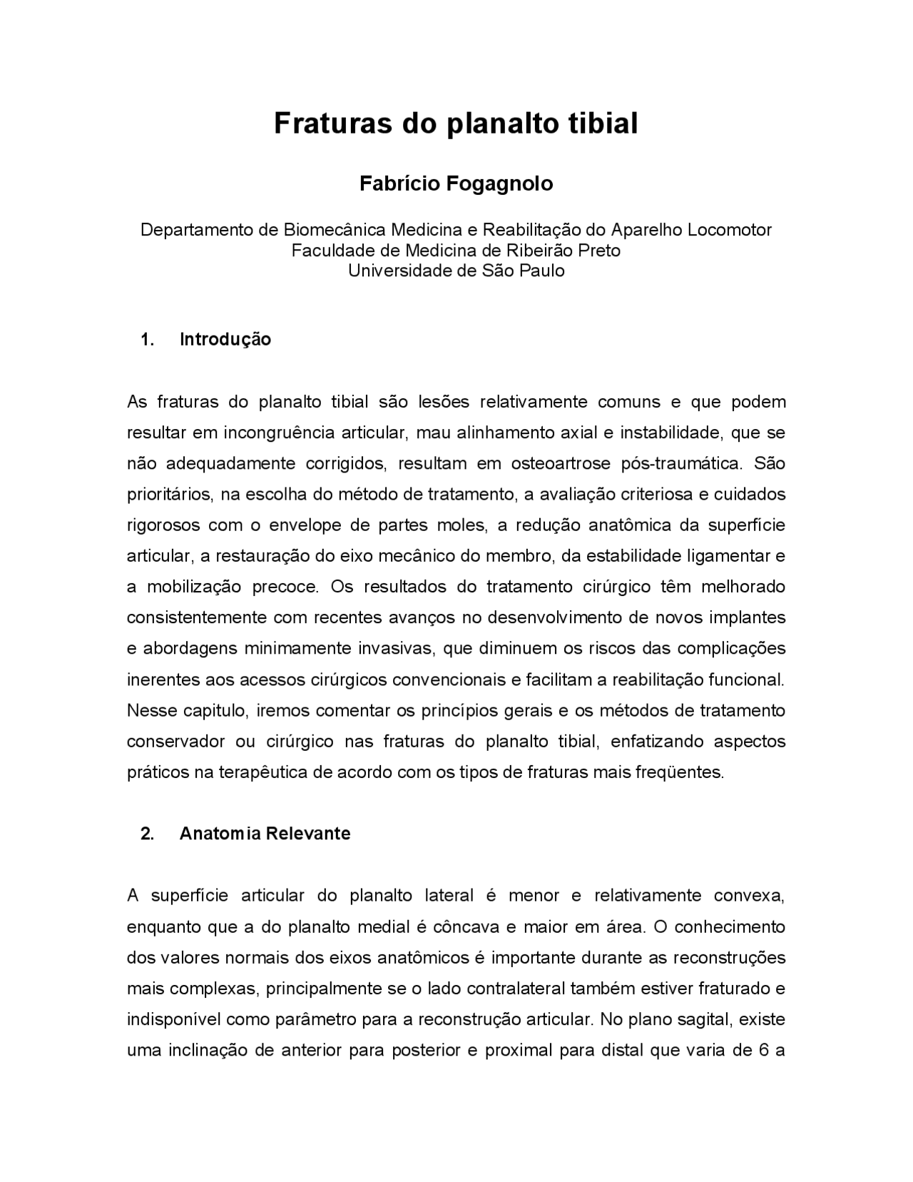Fraturas Do Planalto Tibial Resumos Desvio Docsity