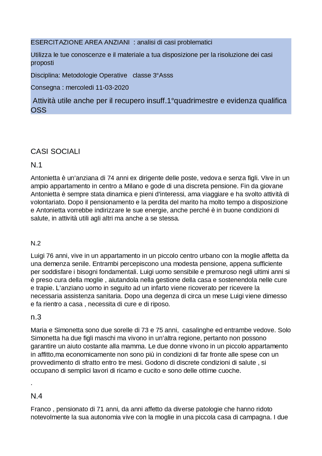 Casi Sociale Terza Età Schemi E Mappe Concettuali Di Metodologie