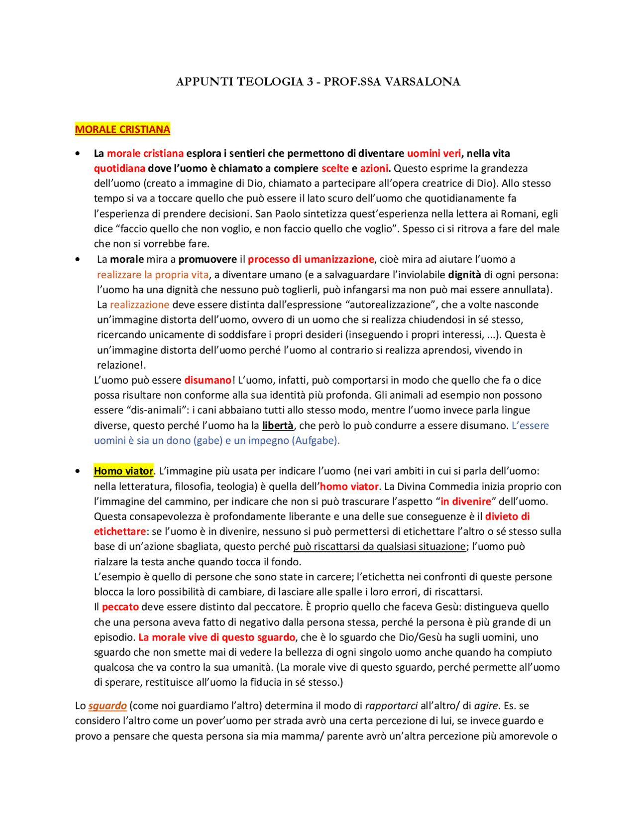 Appunti Teologia Iii Prof Varsalona Appunti Di Teologia Docsity