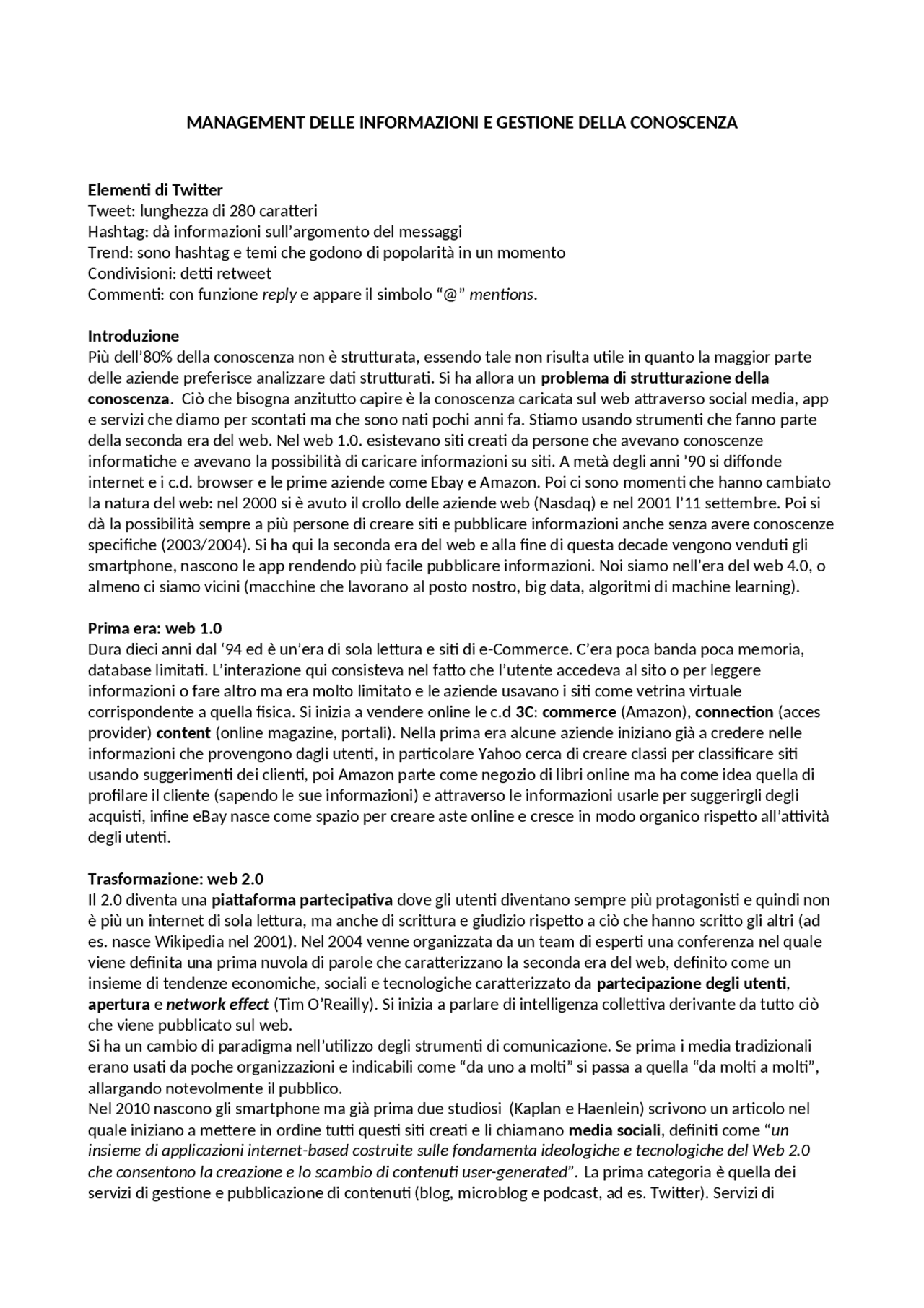 Dispensa Management delle informazioni e gestione della conoscenza | Dispense di Knowledge ...