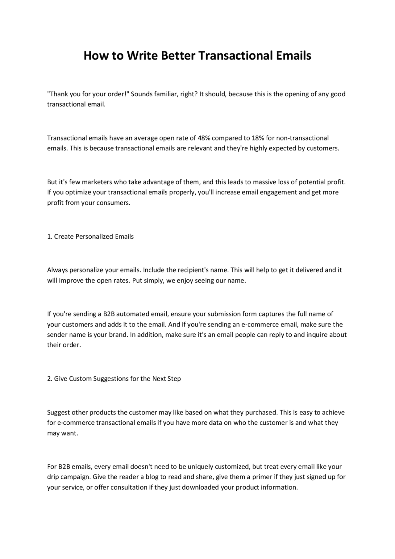 How to Write Better Transactional Emails | Lecture notes Business | Docsity