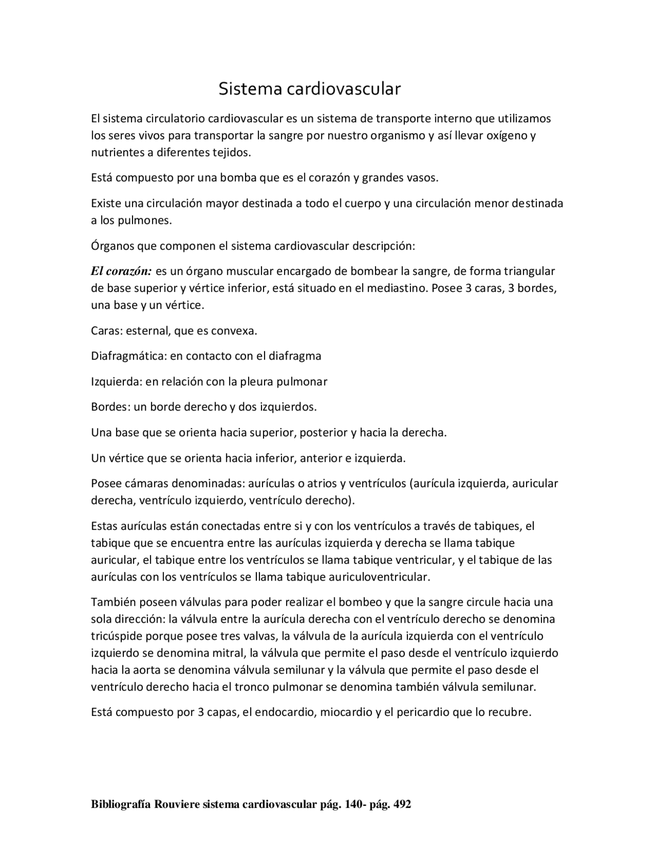 Sistema Cardiovascular Resúmenes De Anatomía Docsity
