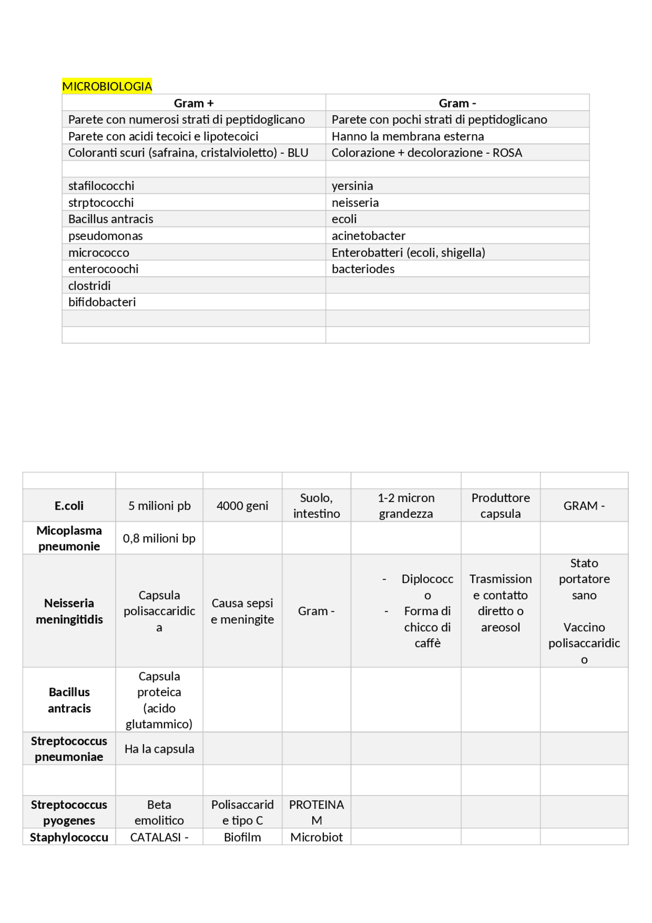 Batteriologia Schemi Schemi E Mappe Concettuali Di Microbiologia