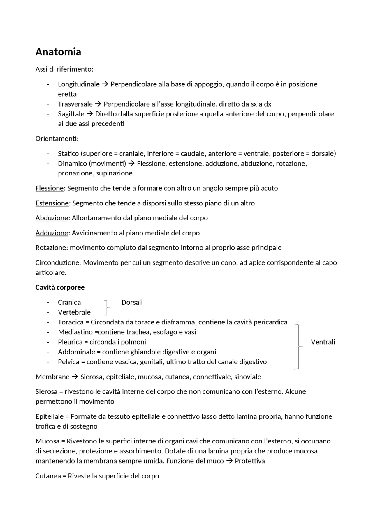 Anatomia Normale Professioni Sanitarie Appunti Di Anatomia Docsity