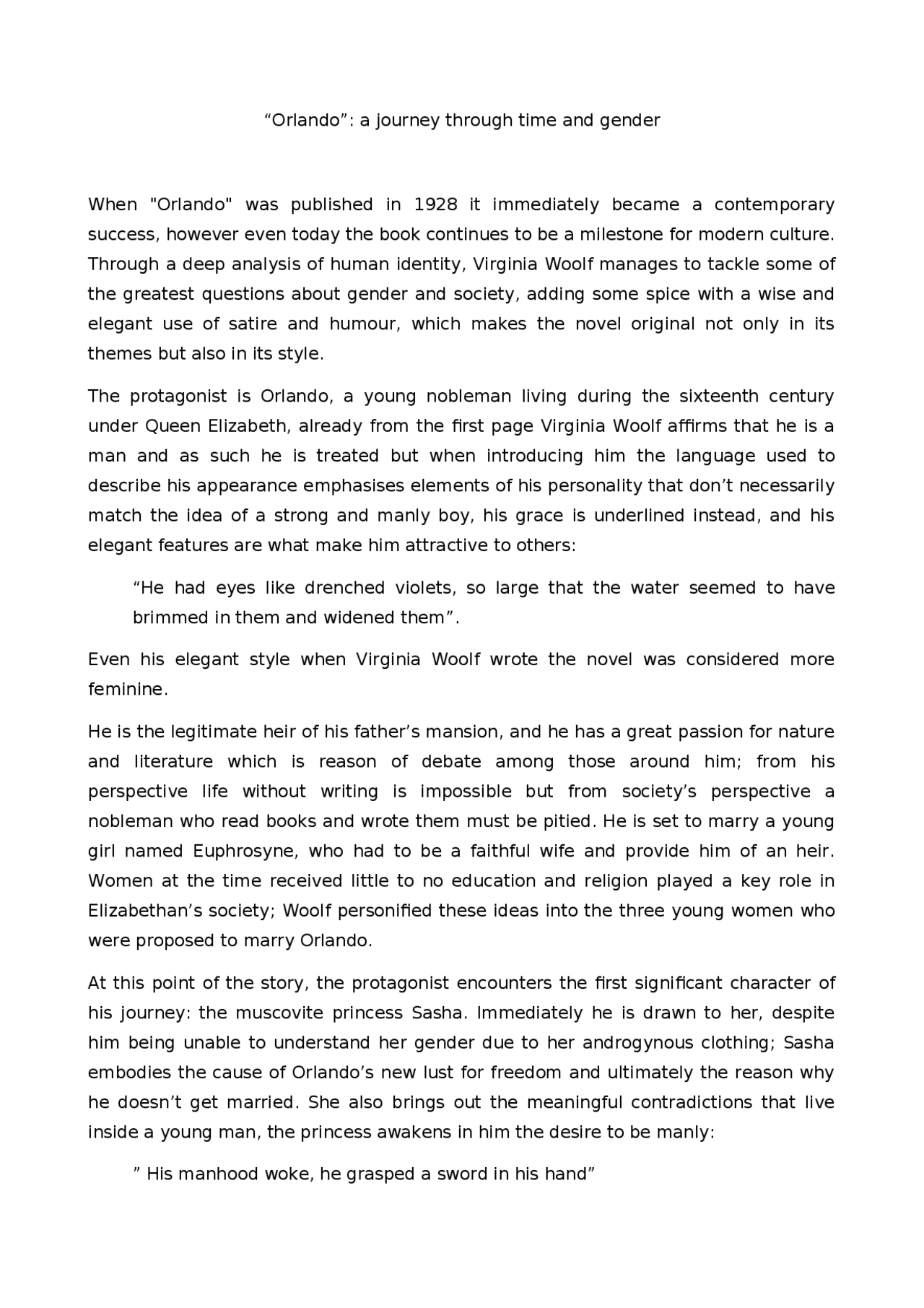 Analisi di Orlando, Virginia Woolf - English essay | Tesine di Maturità ...