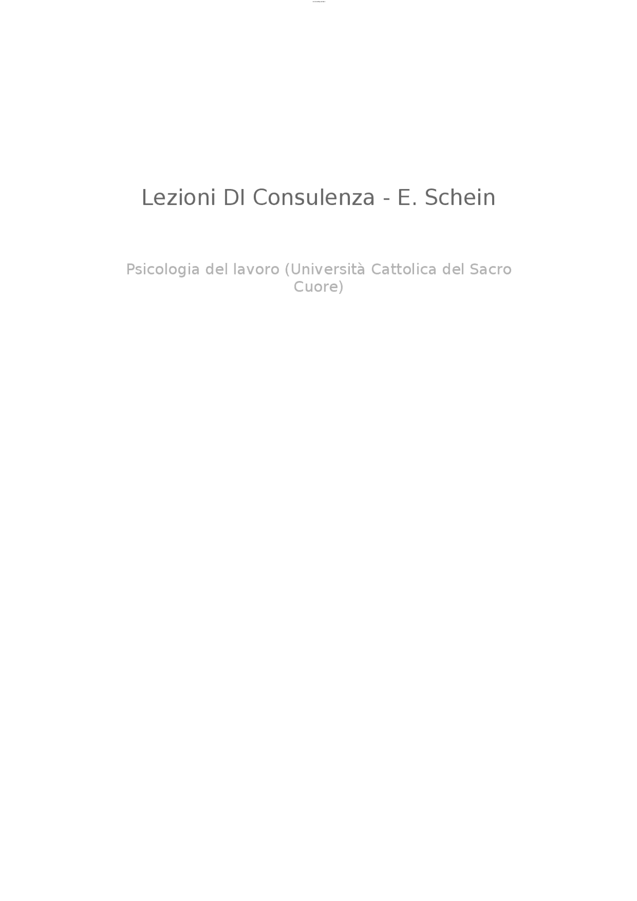 Lezione Di Consulenza Riassunto Del Libro Di E Schein Dispense Di