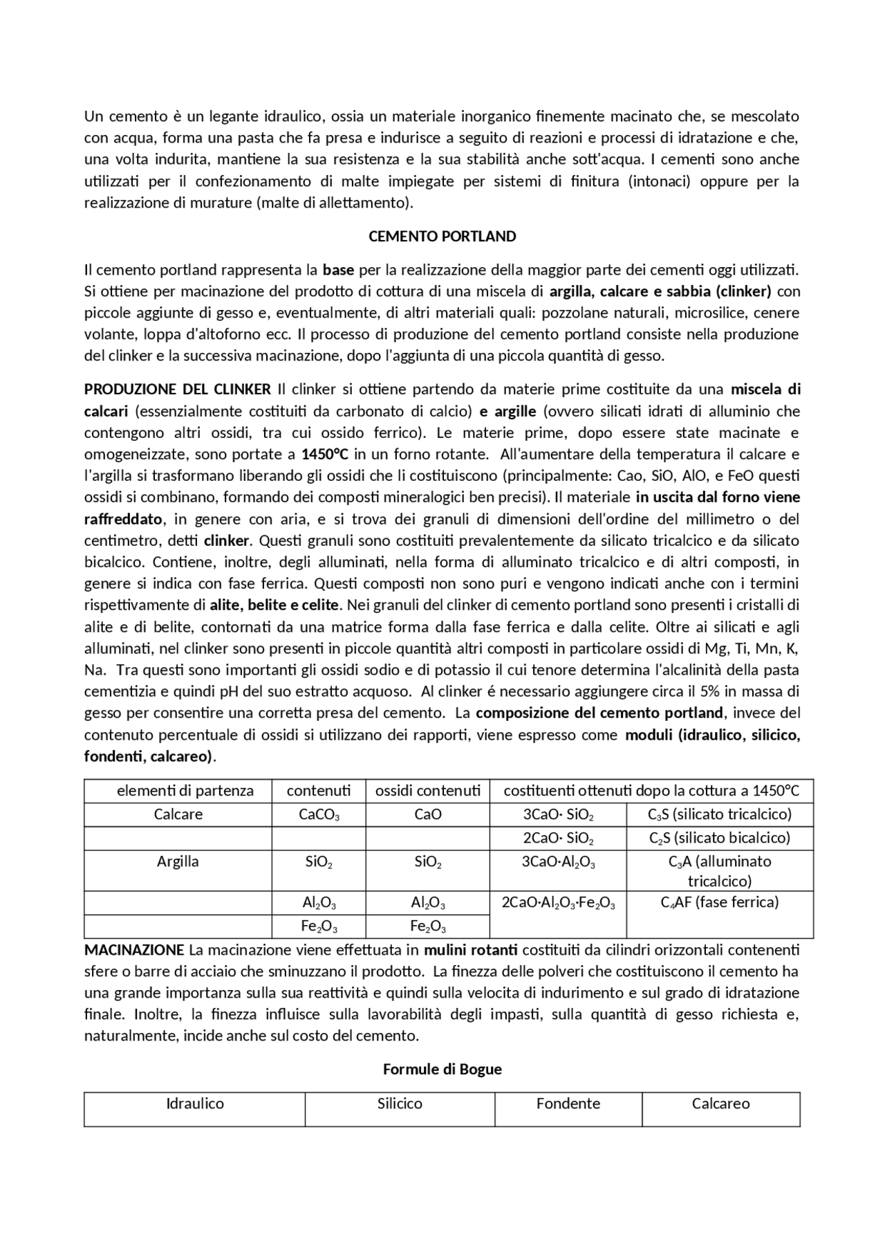 Caratteristiche e tipologia di leganti | Appunti di Tecnologia Dei ...